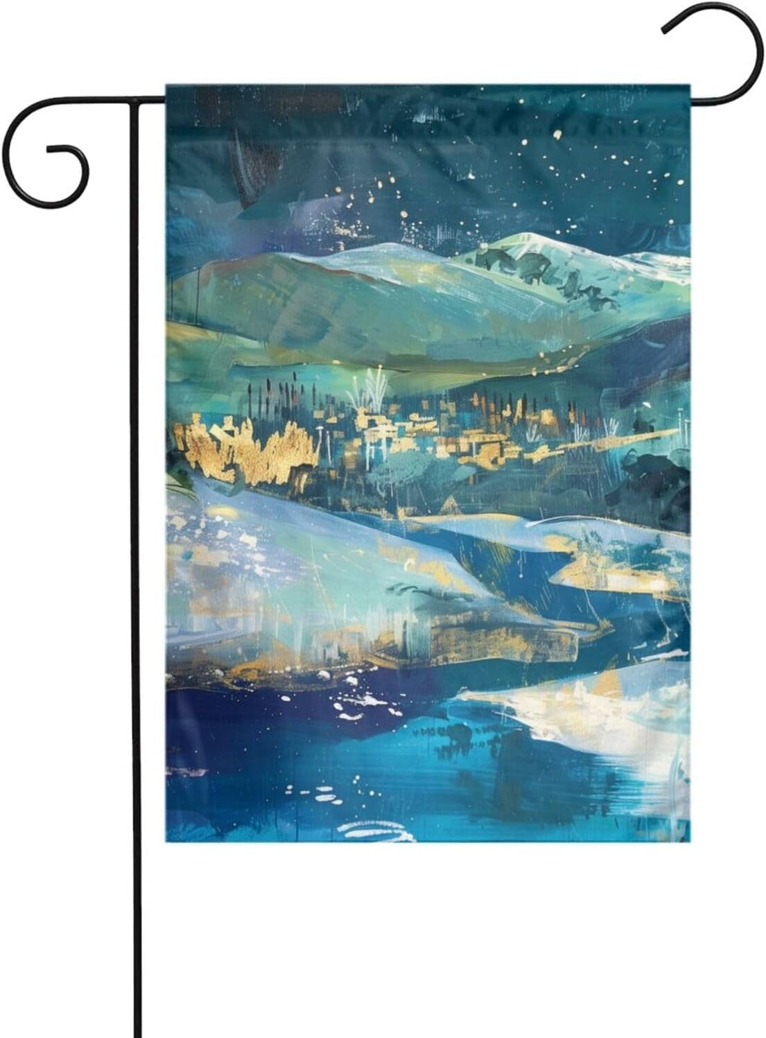 blue green countryside at night Garden Flags Double Sided,Garden Flags ...