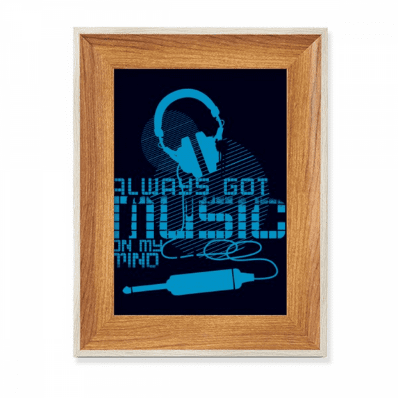 blue headset music pattern desktop wooden photo frame display picture ...