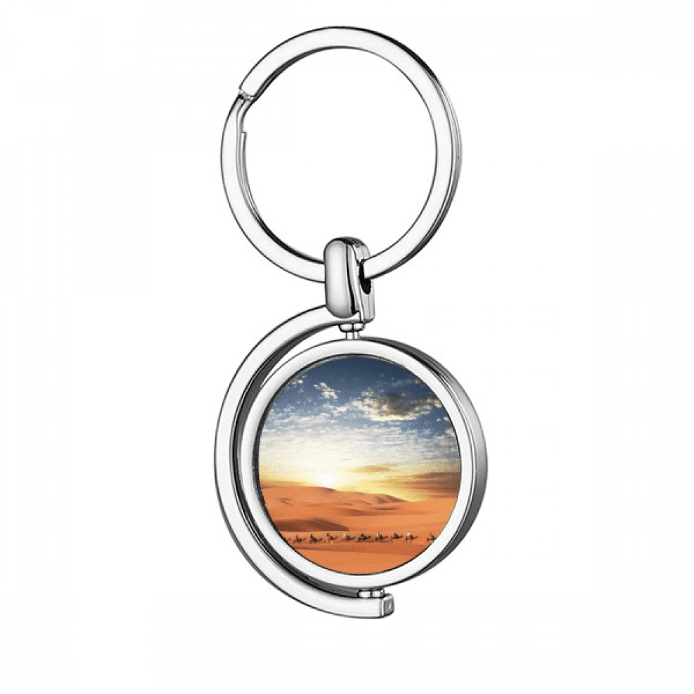 blue journey silk road camel desert rotating keychain metal keyring ...