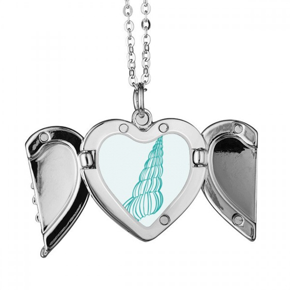 blue marine life snail illustration angel wings necklpendant fashion ...