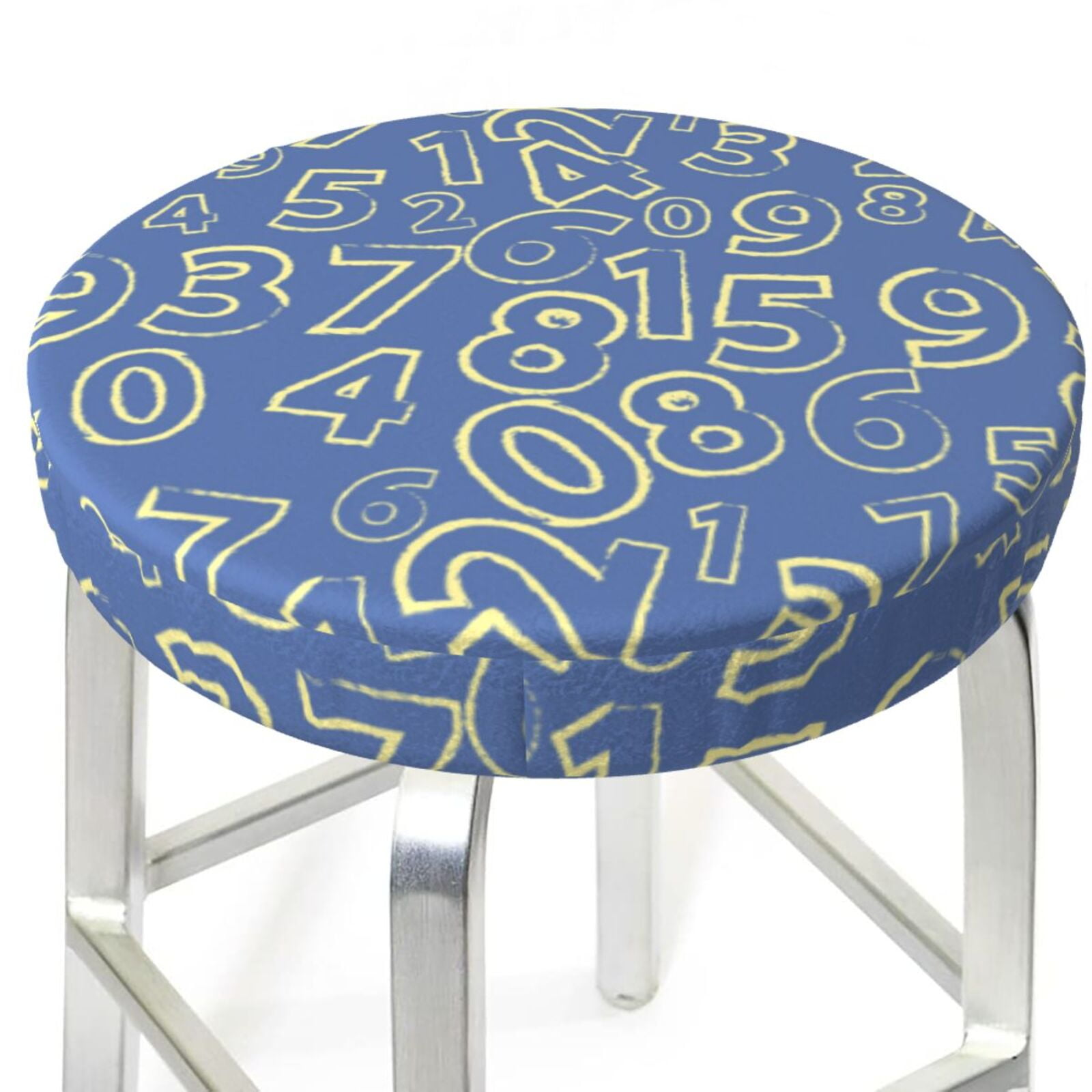 blue math number Bar Stool Covers - Stretch Round Seat Covers with ...