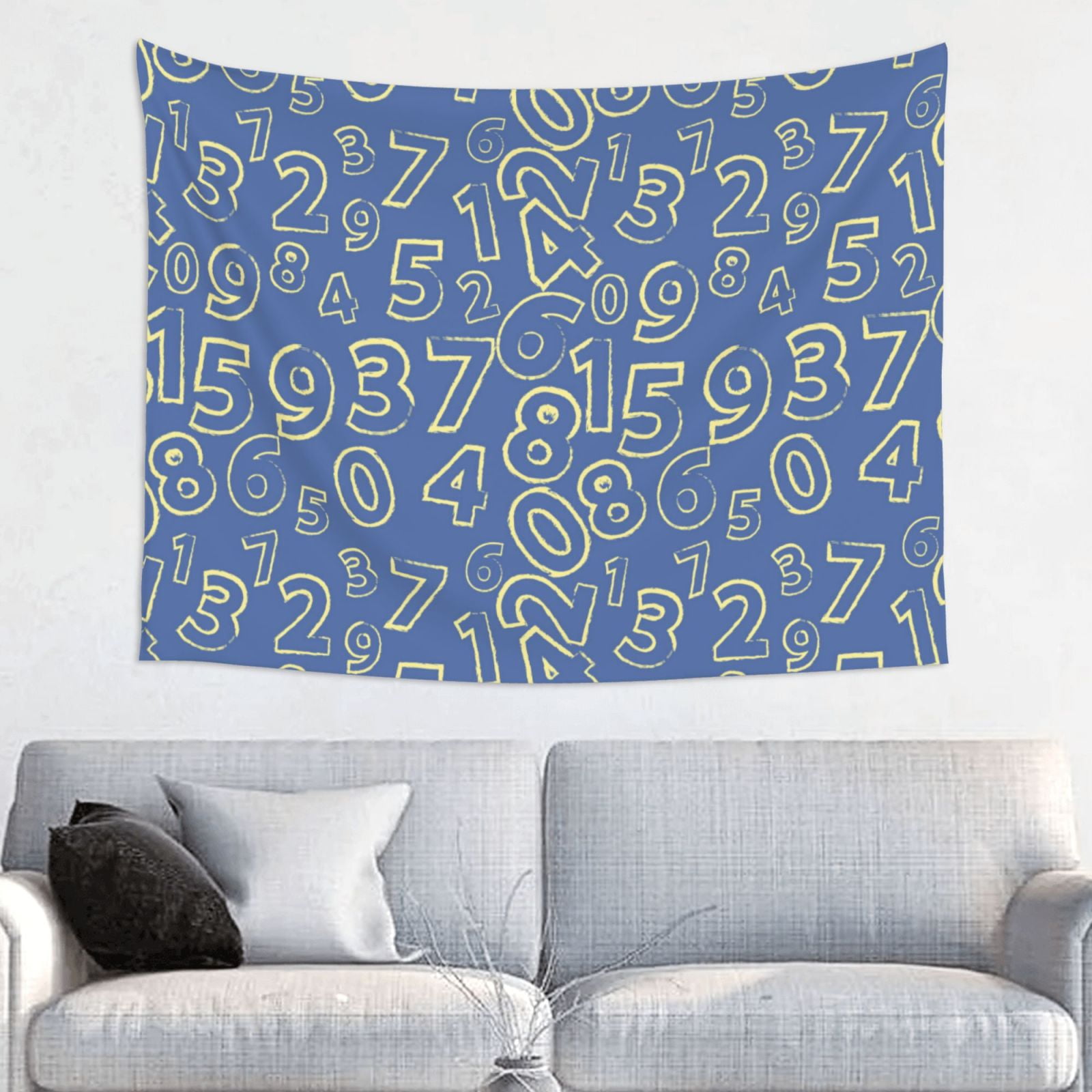 blue math number Tapestry Wall Hanging, Wall Tapestry for Bedroom ...