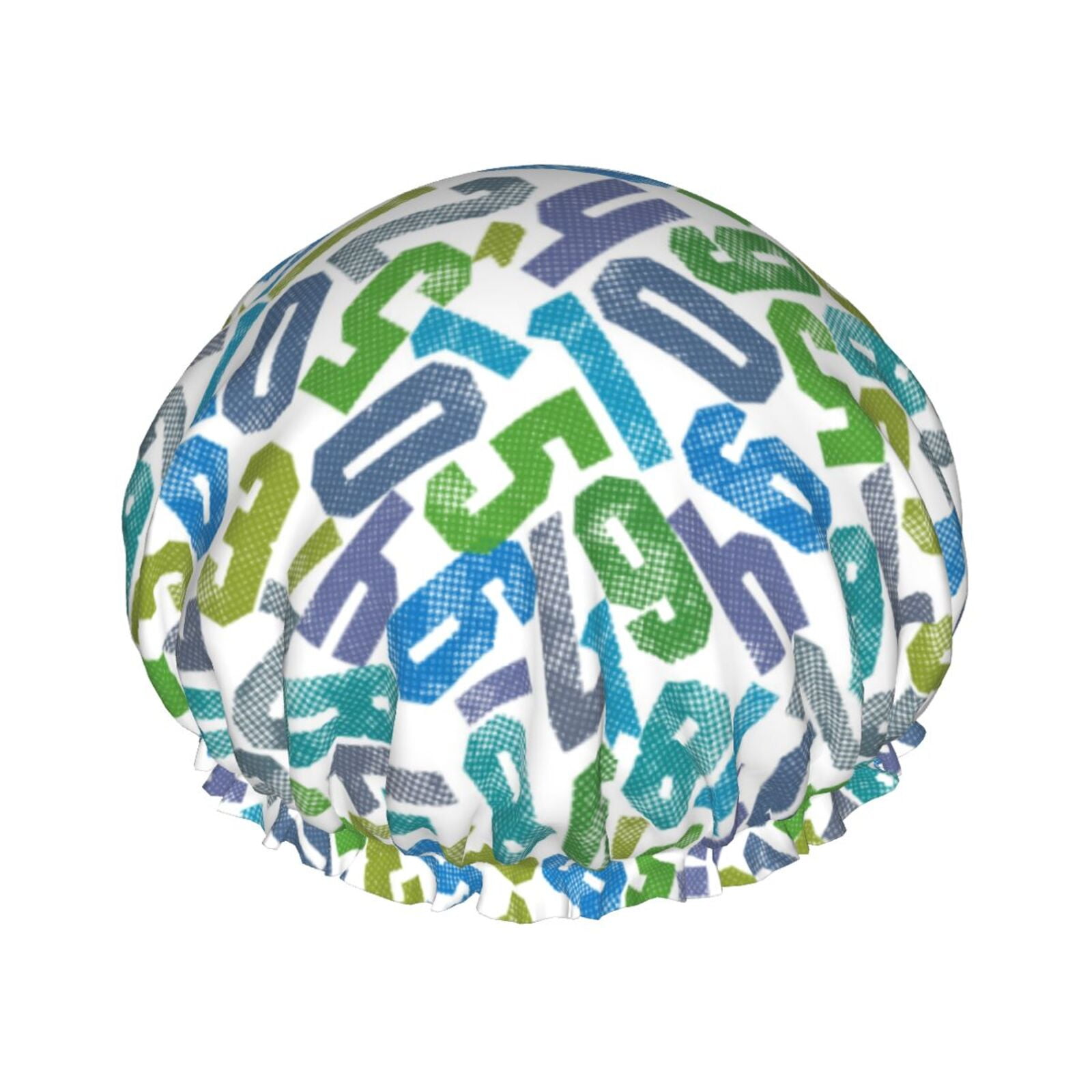 blue math numbers Shower Cap for Women, Double Waterproof Layers Shower ...