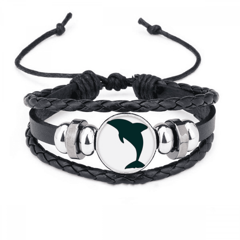 blue ocean docile cute dolphin bracelet braided leather woven wristband ...
