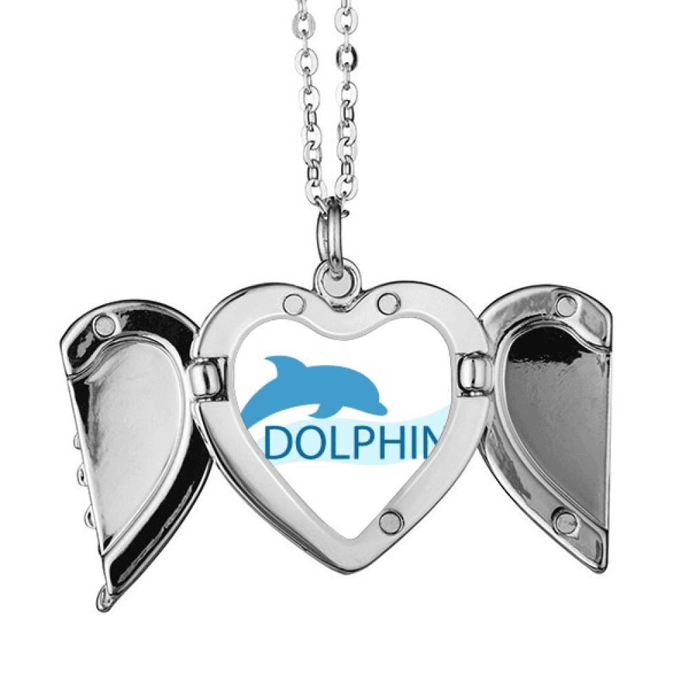 blue ocean docile dolphin illustrate angel wings necklpendant fashion ...