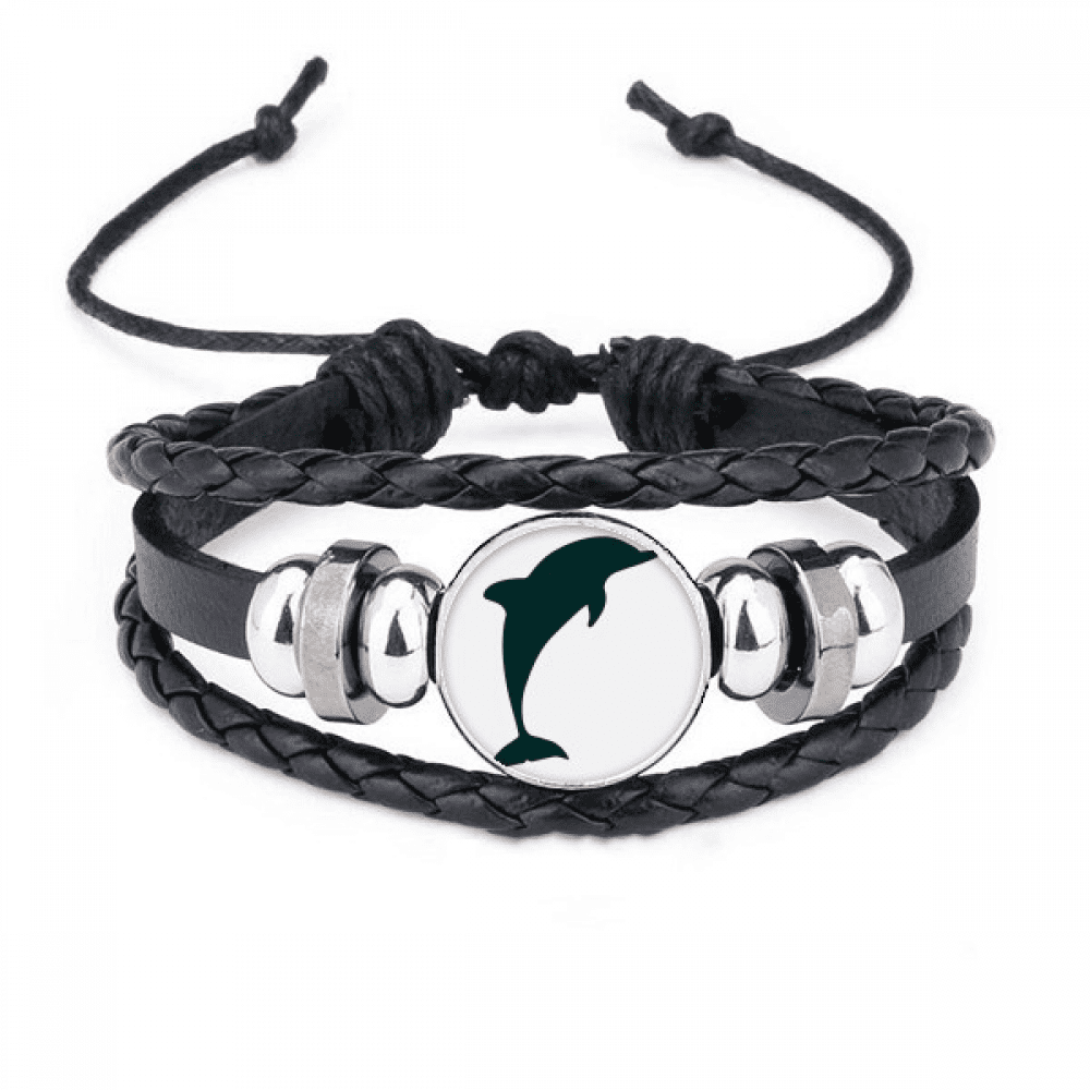 blue ocean docile friendly dolphin bracelet braided leather woven ...