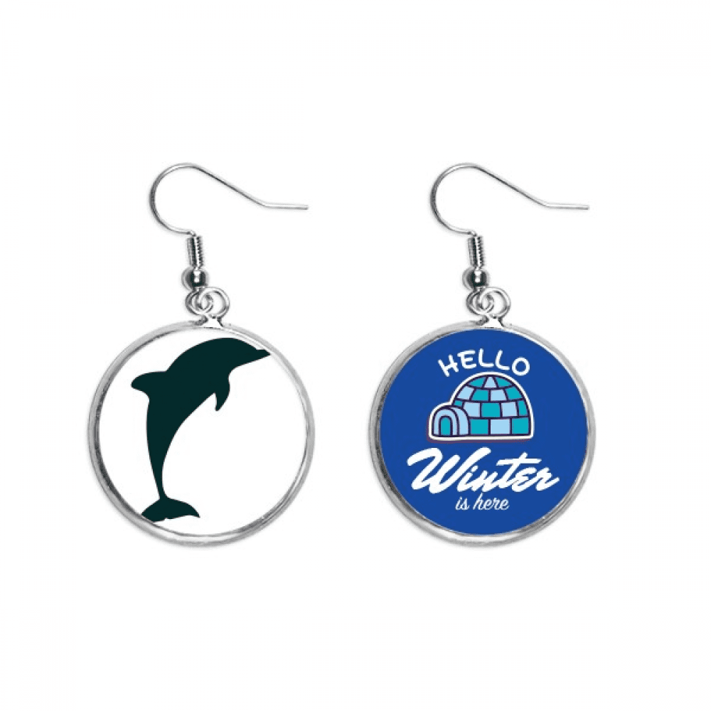 blue ocean docile friendly dolphin dangle drop winter ice earring ...
