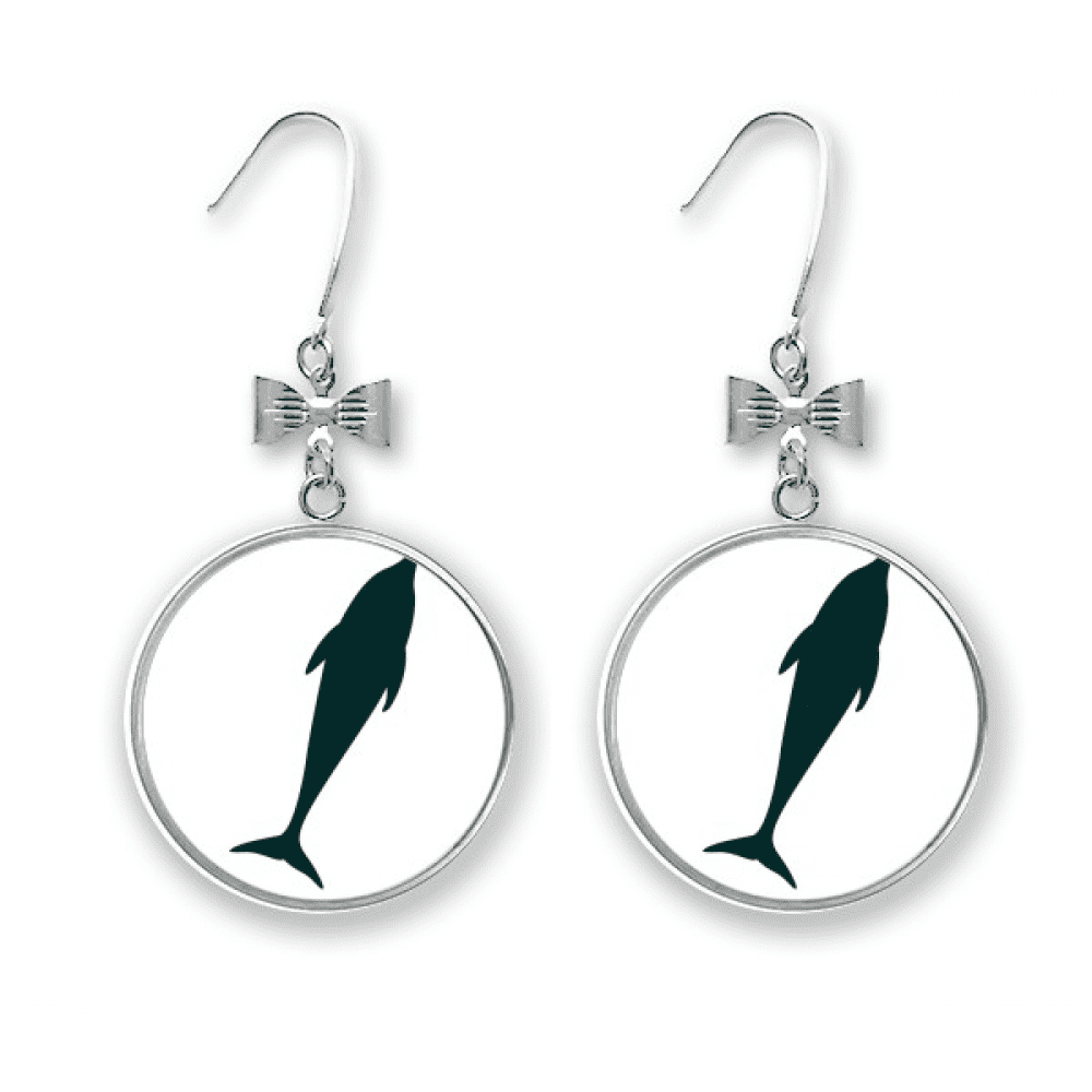 blue ocean docile streamline dolphin bow earrings drop stud pierced ...
