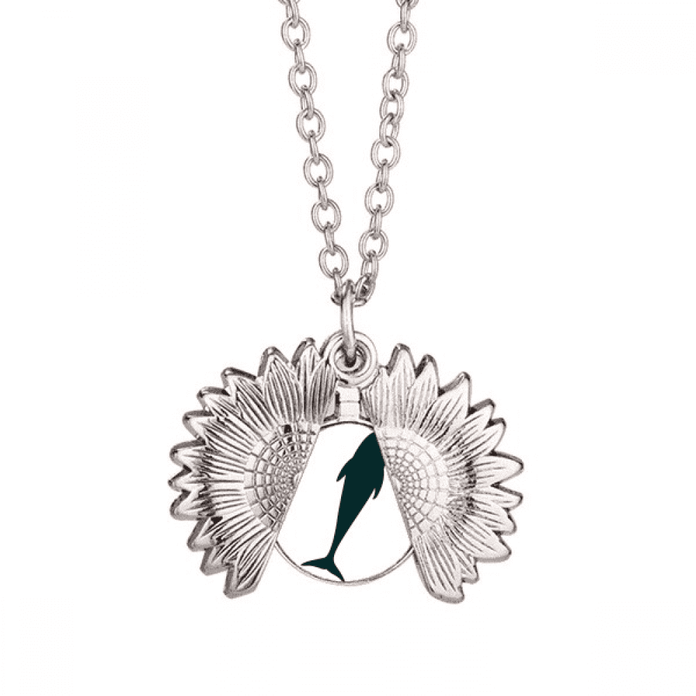 blue ocean docile streamline dolphin sunflower necklace pendant locket ...
