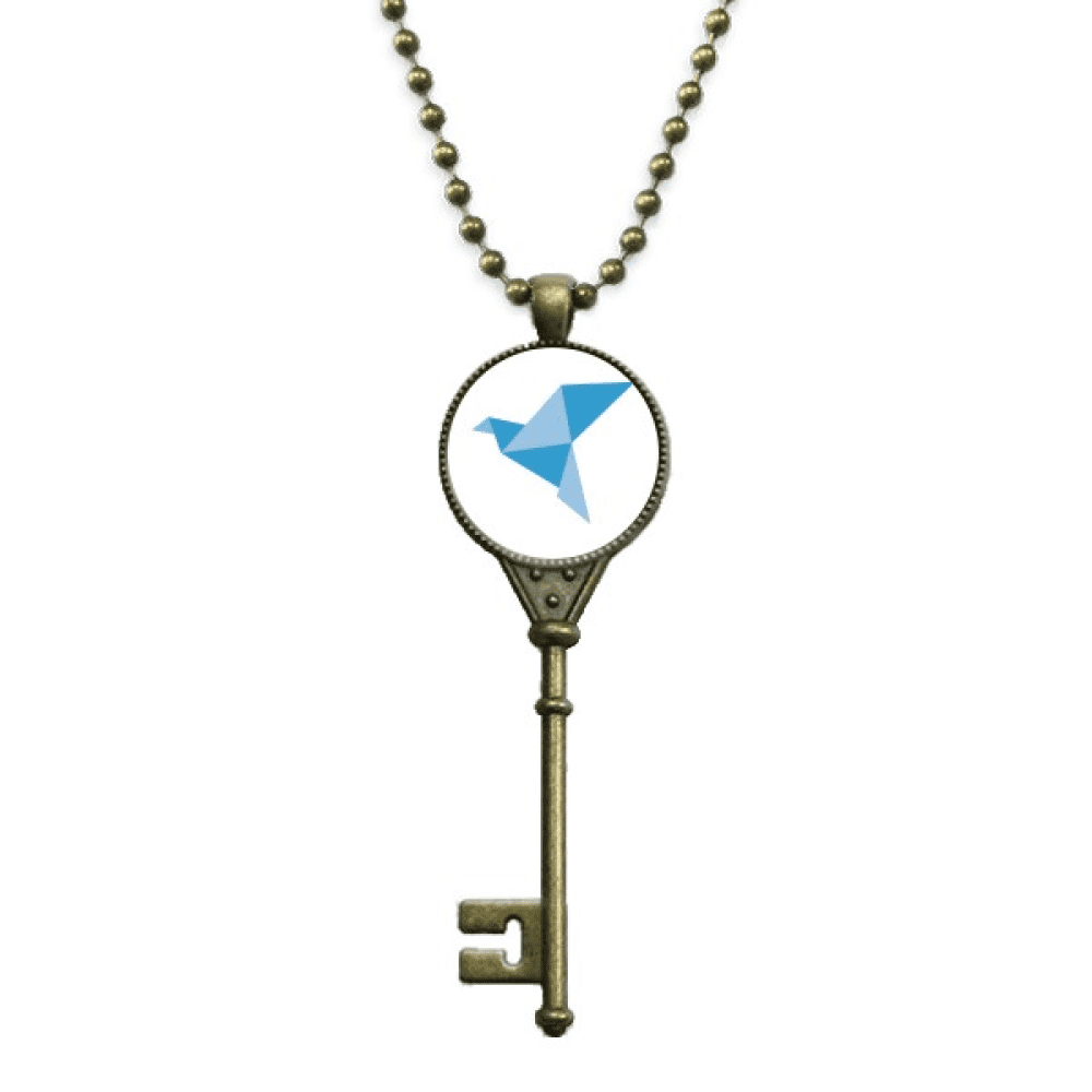 blue origa pigeon pattern key necklace pendant tray embellished chain ...