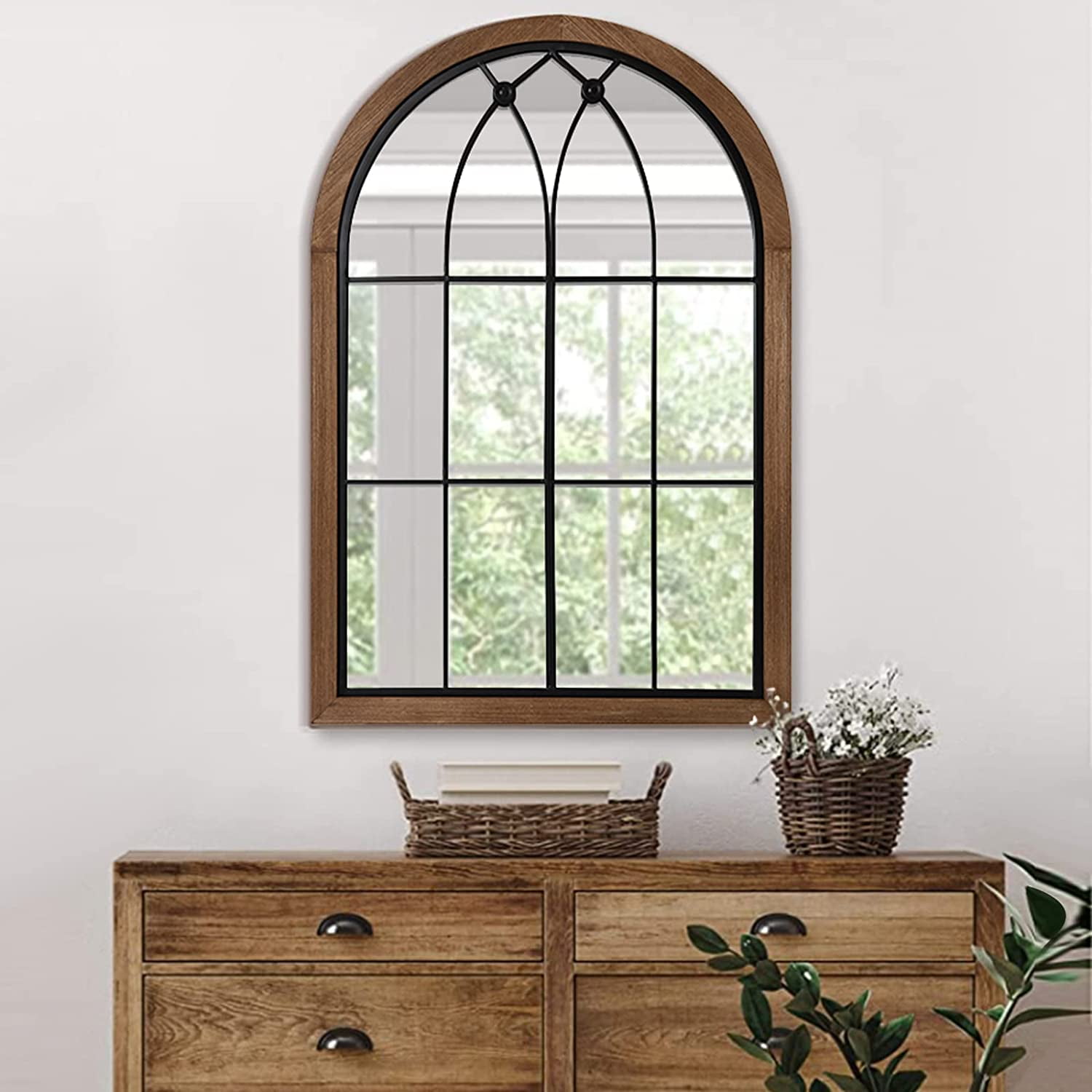 blue page Arched Mirror, Farmhouse Arch Mirror Wall Decor, Decorative ...
