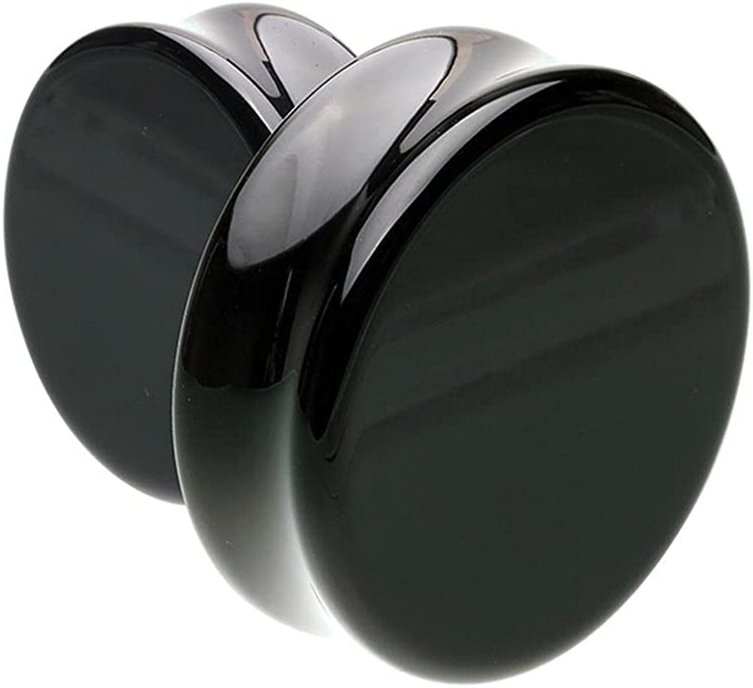 blue palm jewelry Pair Black Obsidian Stone Double Flared Plug Gauges ...