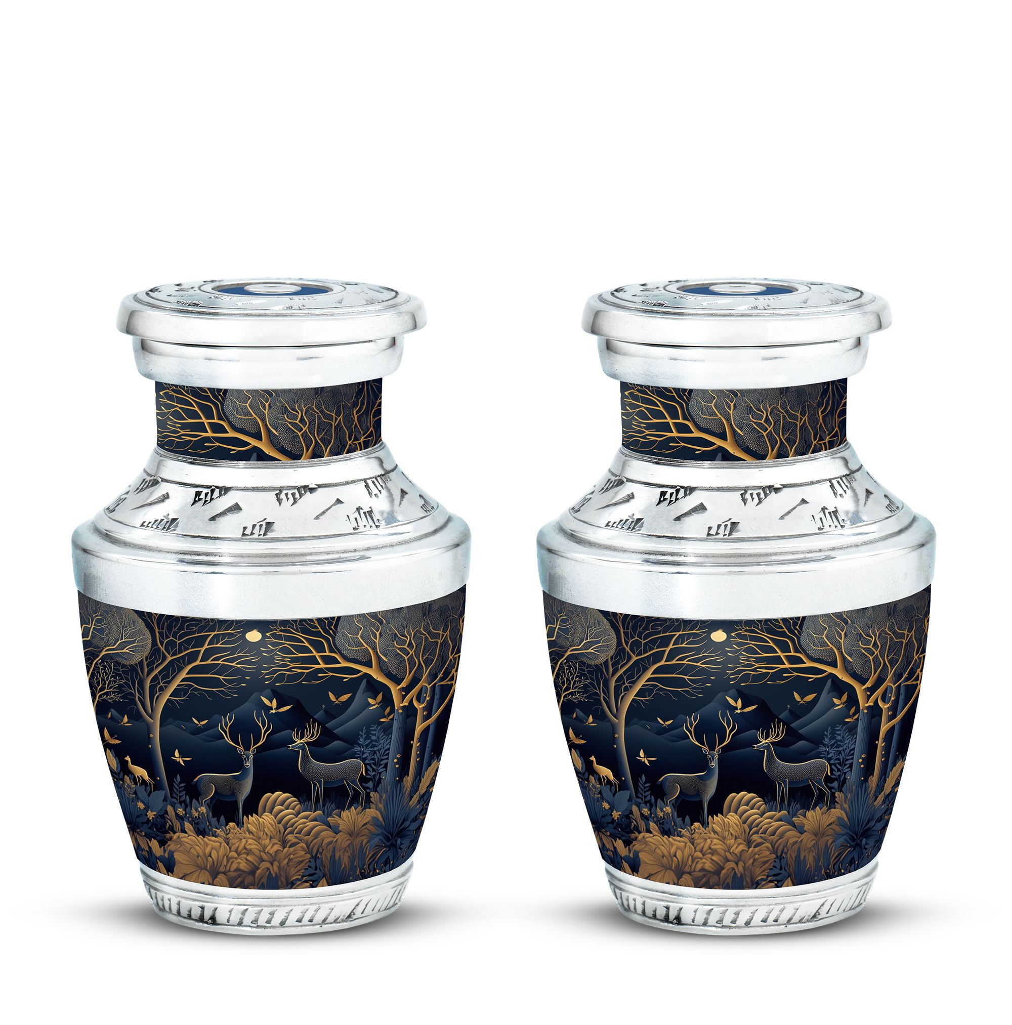 blue paper with deer foreground moon Small Cremation Urn for Timeless ...