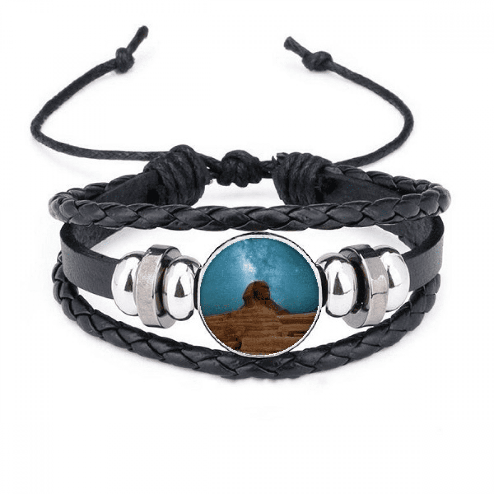blue red earth bracelet braided leather woven wristband - Walmart.com