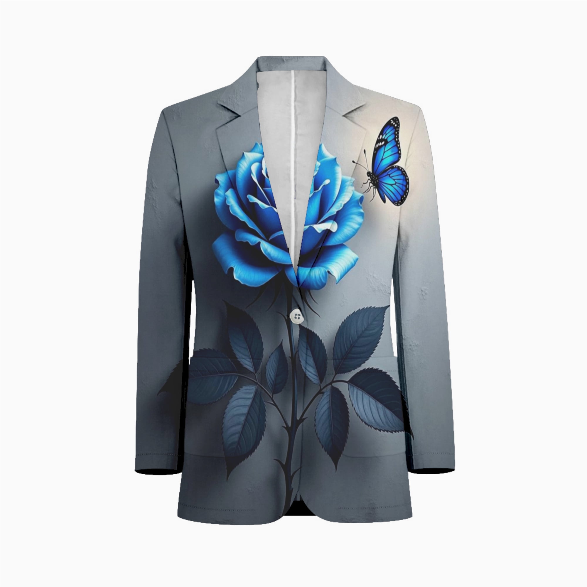 blue rose butterfly Men's Suit Blazer Casual Party Wear Slim Fit Suit ...