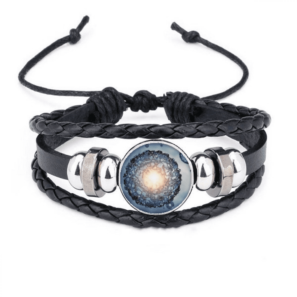 blue science cells microcosc pattern bracelet braided leather woven ...