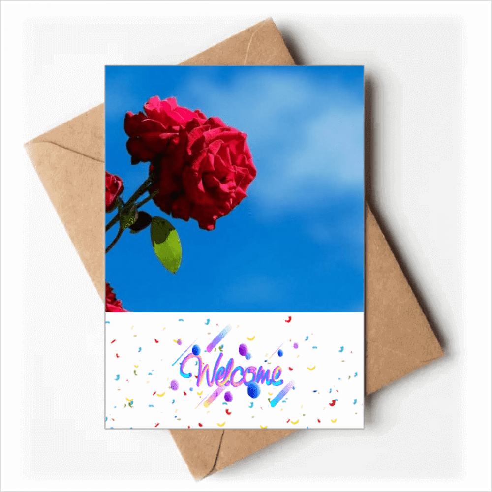 blue sky red roses green Welcome Back Greeting Cards Envelopes Blank ...