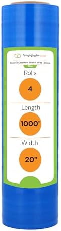 blue stretch wrap for packing, 4 pack, 20 inch x 1000 feet, strong ...