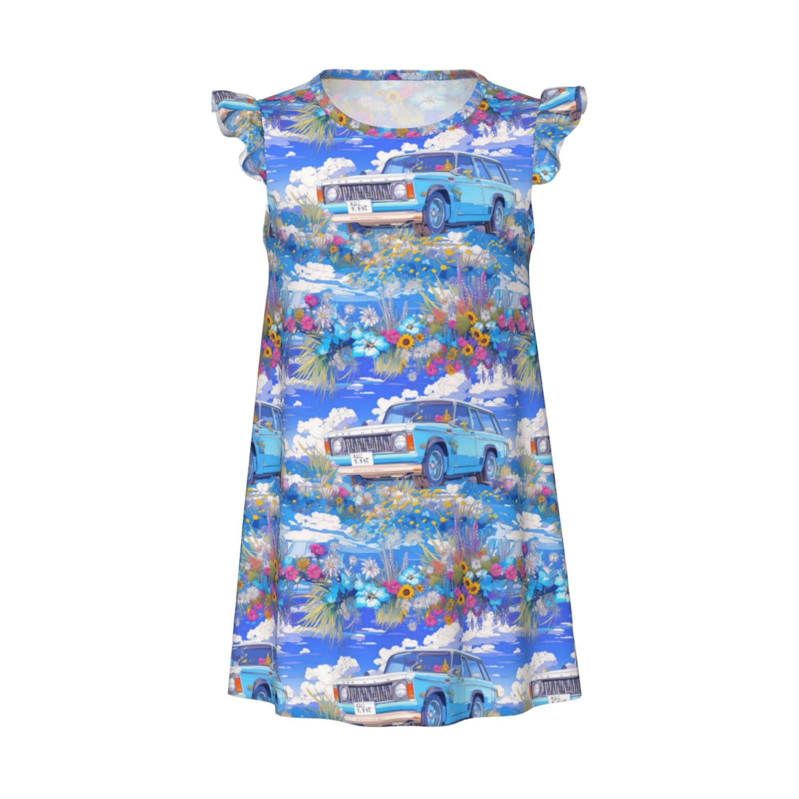 blue travel car flower Girls Nightgowns, Pajamas for Girls, Soft ...