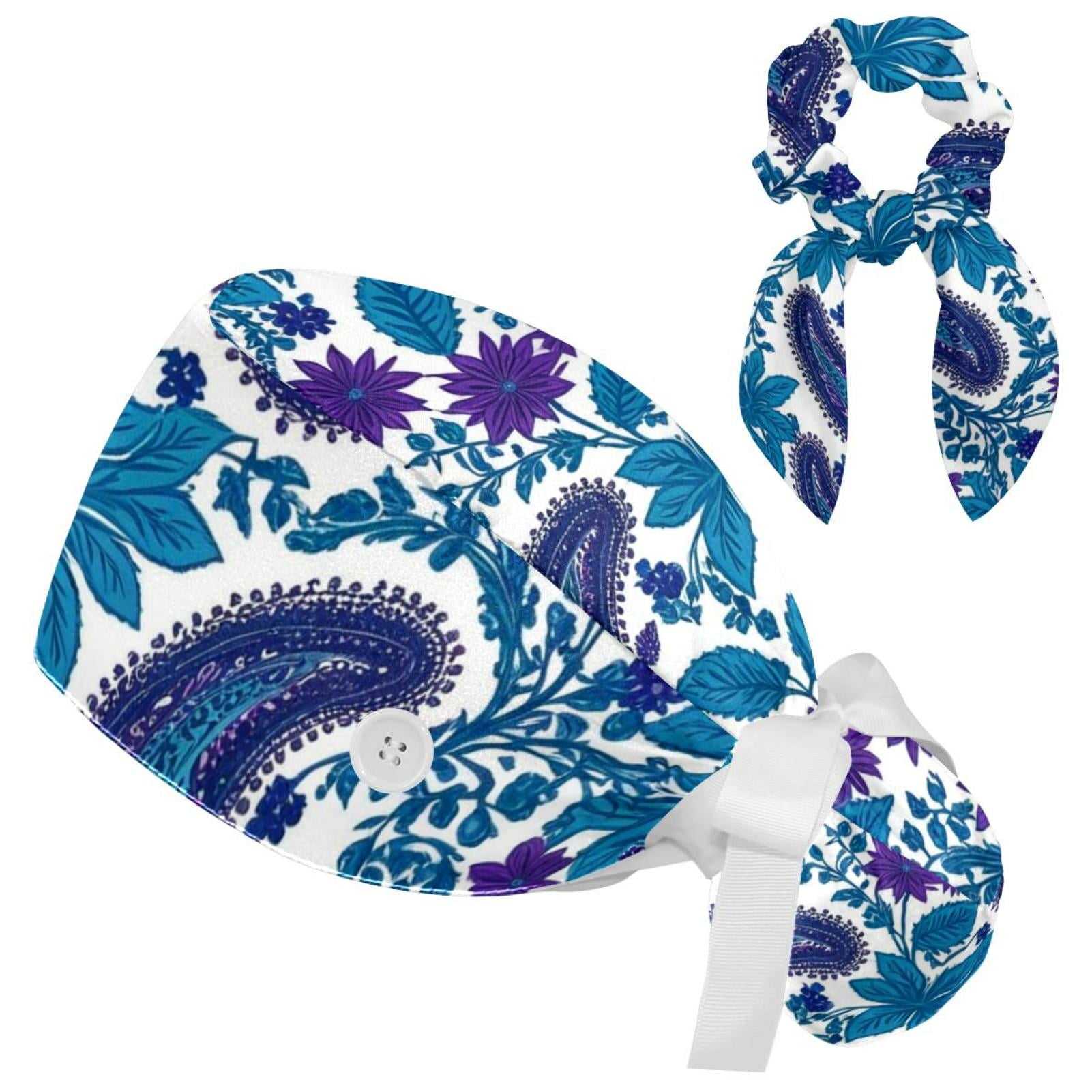 2 Packs blue violet mandala and paisley,Scrub Cap,Women'S Hats & Caps ...