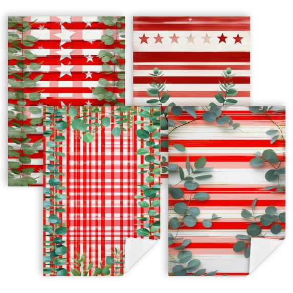 blue and white kitchen towels A red white and blue striped background ...