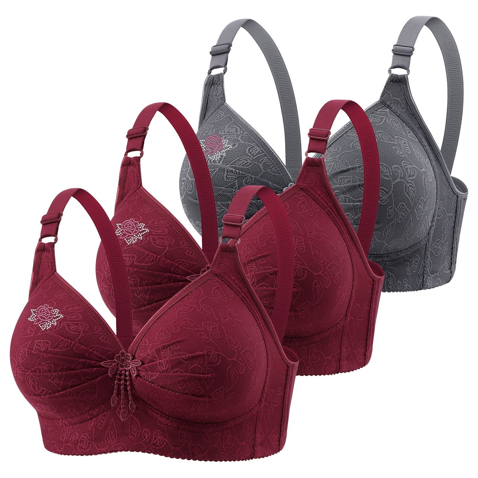 bnaln 3 Pack Bras for Women Promotion Women's Lace Flower Gathered Push ...