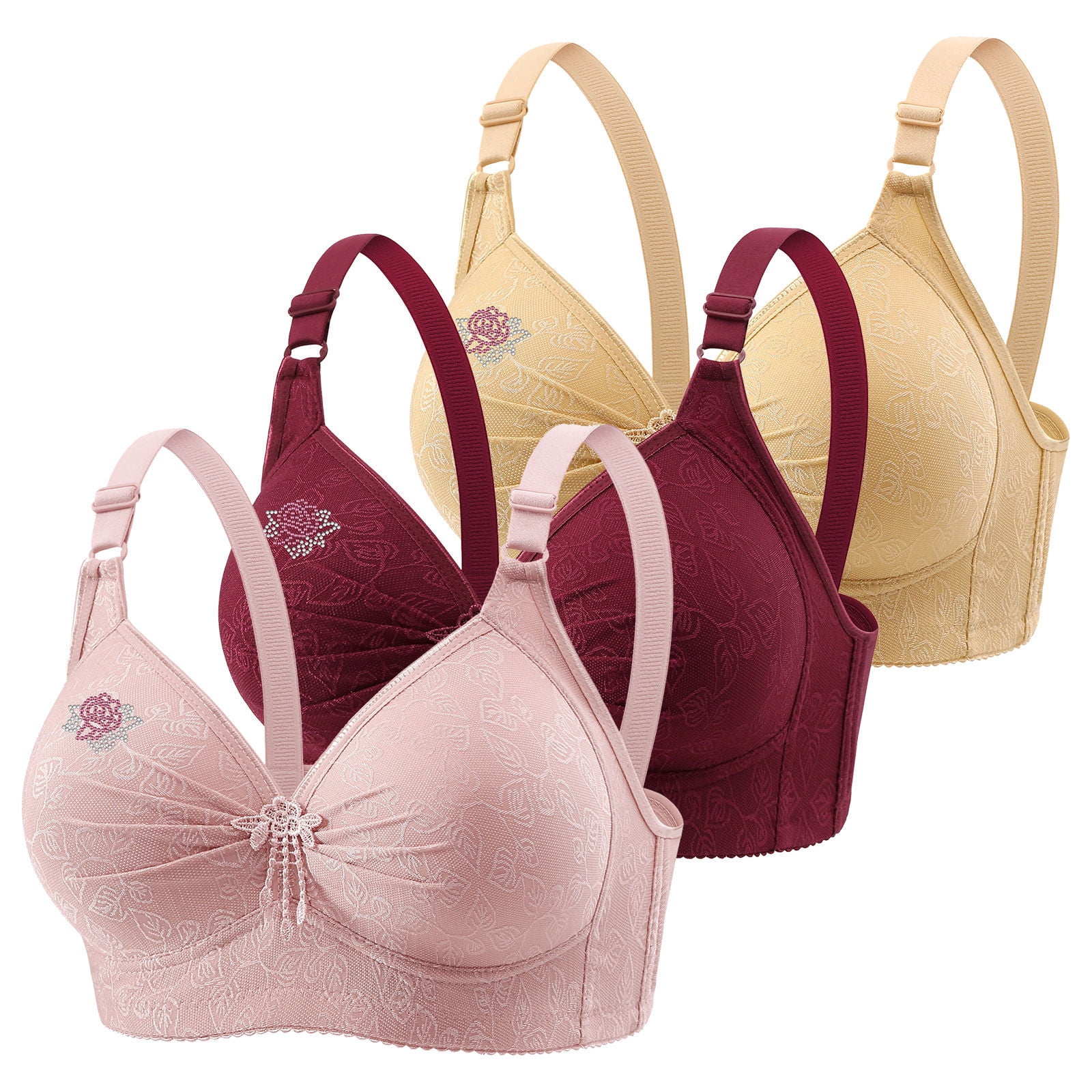 bnaln 3 Pack Bras for Women Promotion Women's Lace Flower Gathered Push ...