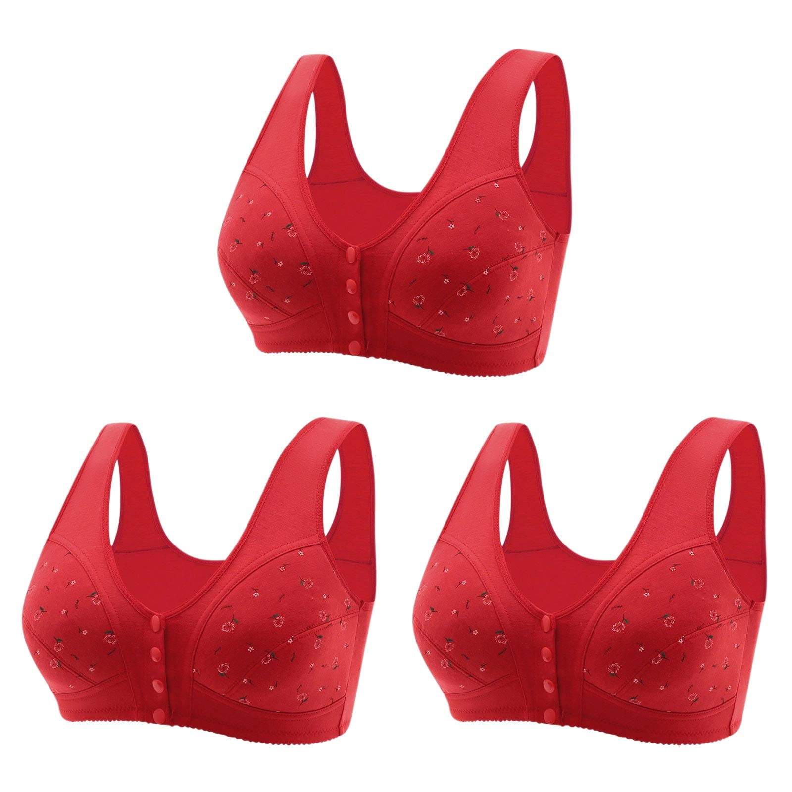 bnaln Bras for Older Women 3 Pack Comfort Daisy Bra Floral Front ...