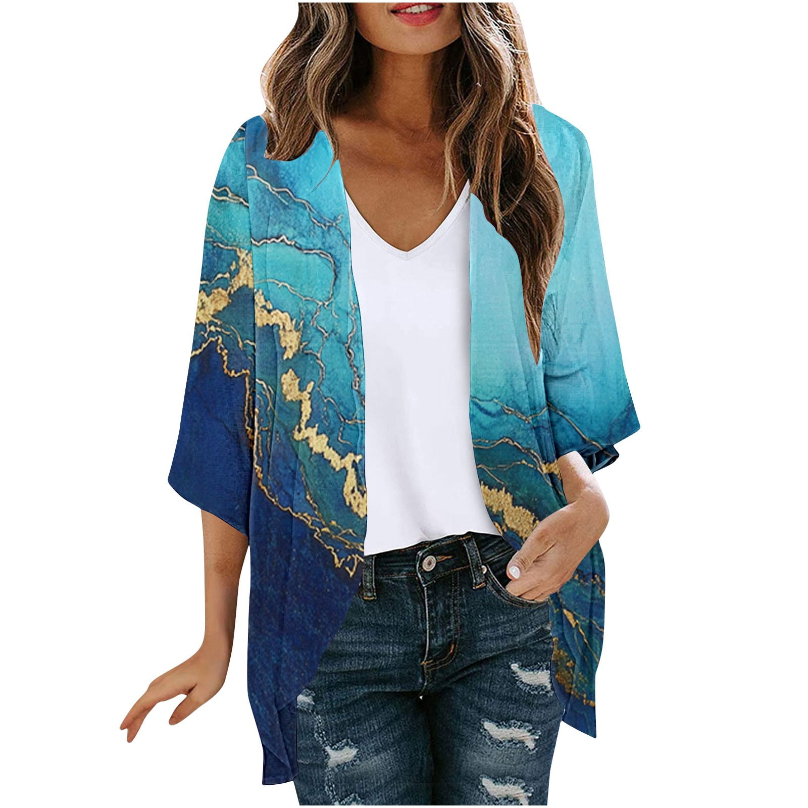 bnaln Cardigans for Women UK Summer Bikini Kimono Cardigan Floral Boho ...