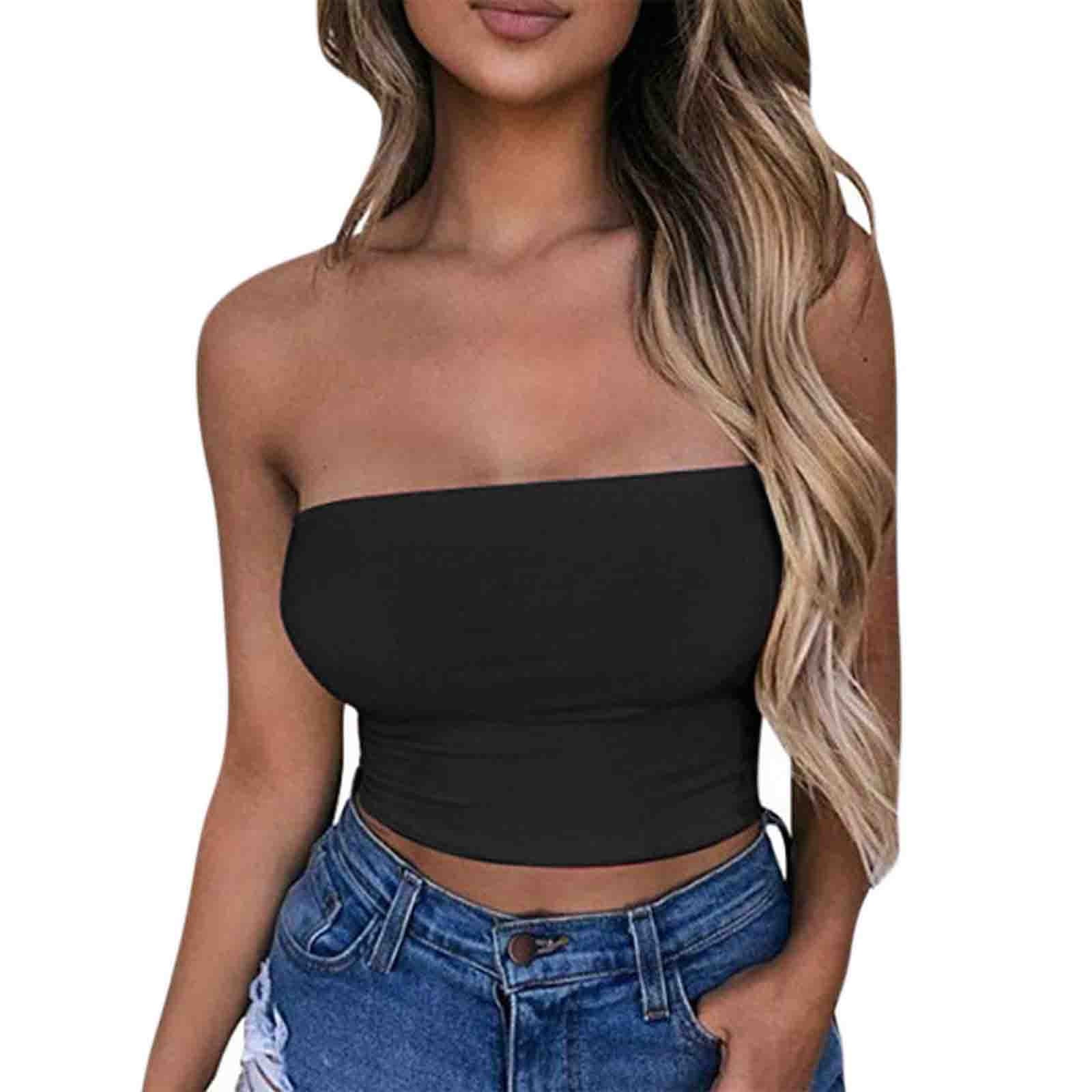 bnaln Crop Tops for Women Sale 1/2/3/4/5 PCS Sexy Tube Top Strapless Cropped Tank Tops ...