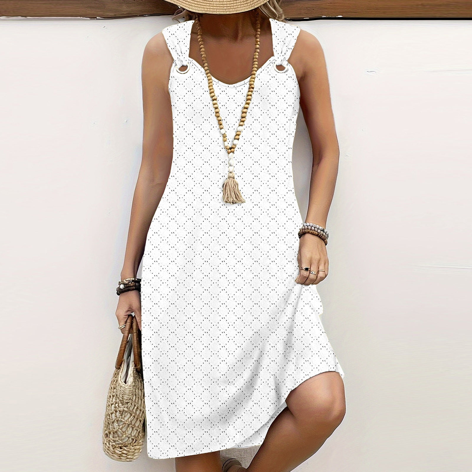 bnaln Dresses for Women Plus Size Mini Sundresses Embroidery Casual ...