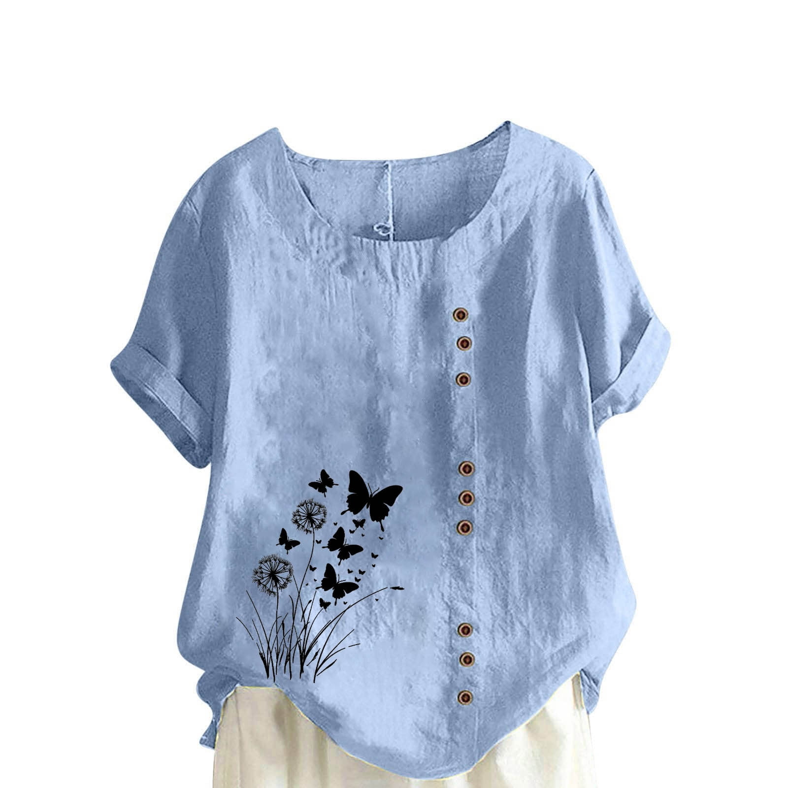 bnaln Linen Shirts for Women 2025 Casual Loose Fit Summer Boho Tops ...