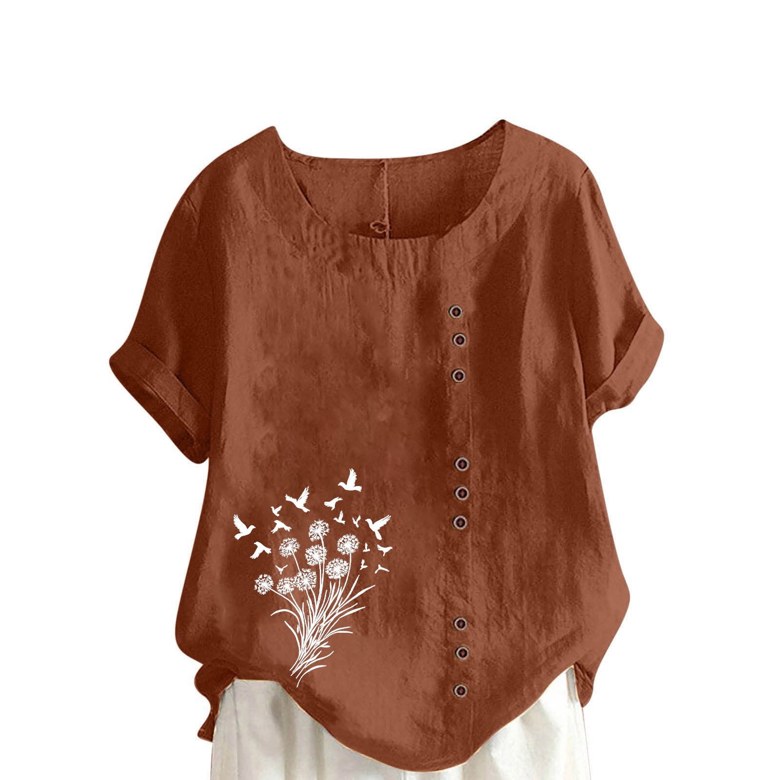 bnaln Linen Shirts for Women 2025 Casual Loose Fit Summer Boho Tops ...