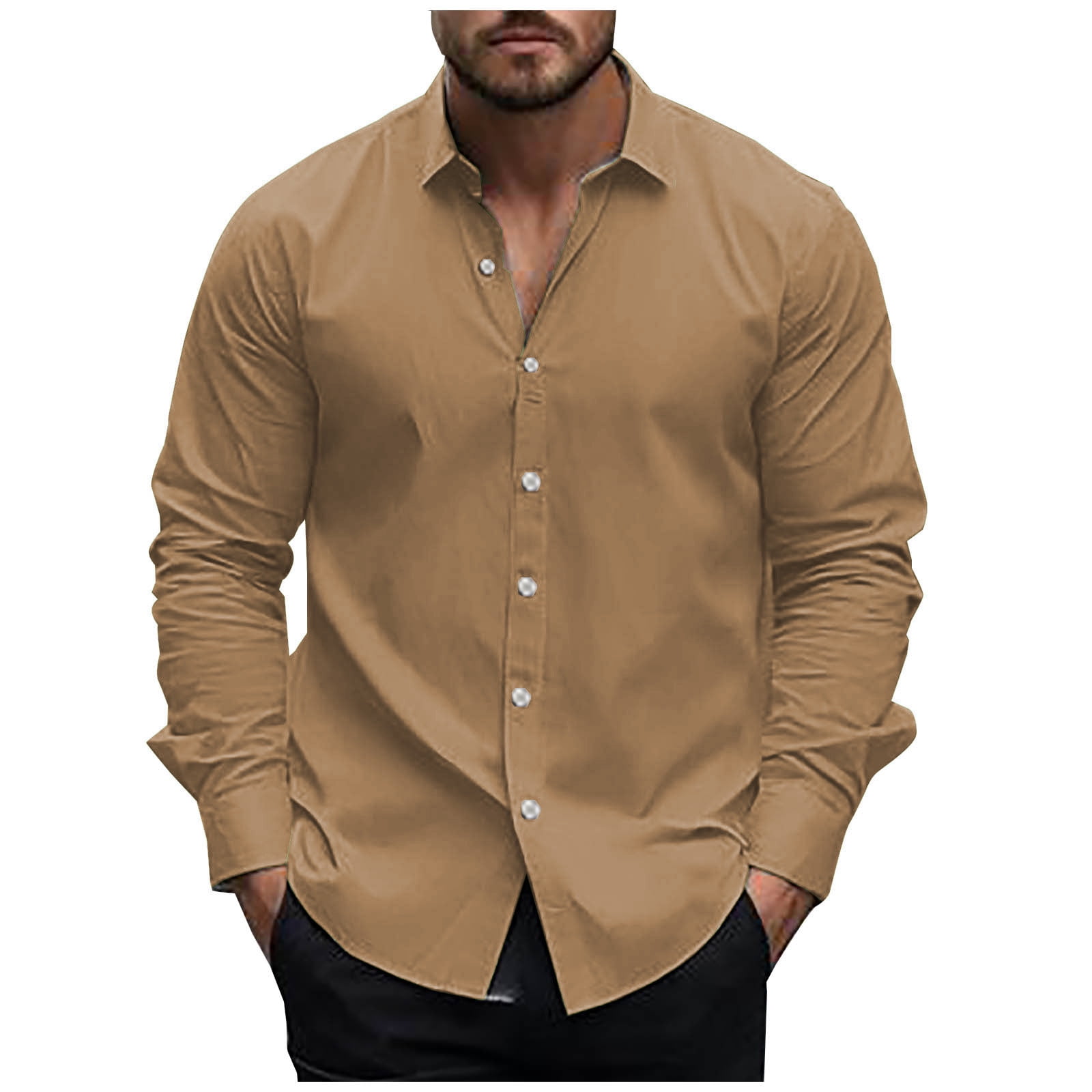 bnaln Men's Long Sleeve Dress Shirt Business Casual Modern Slim Fit ...