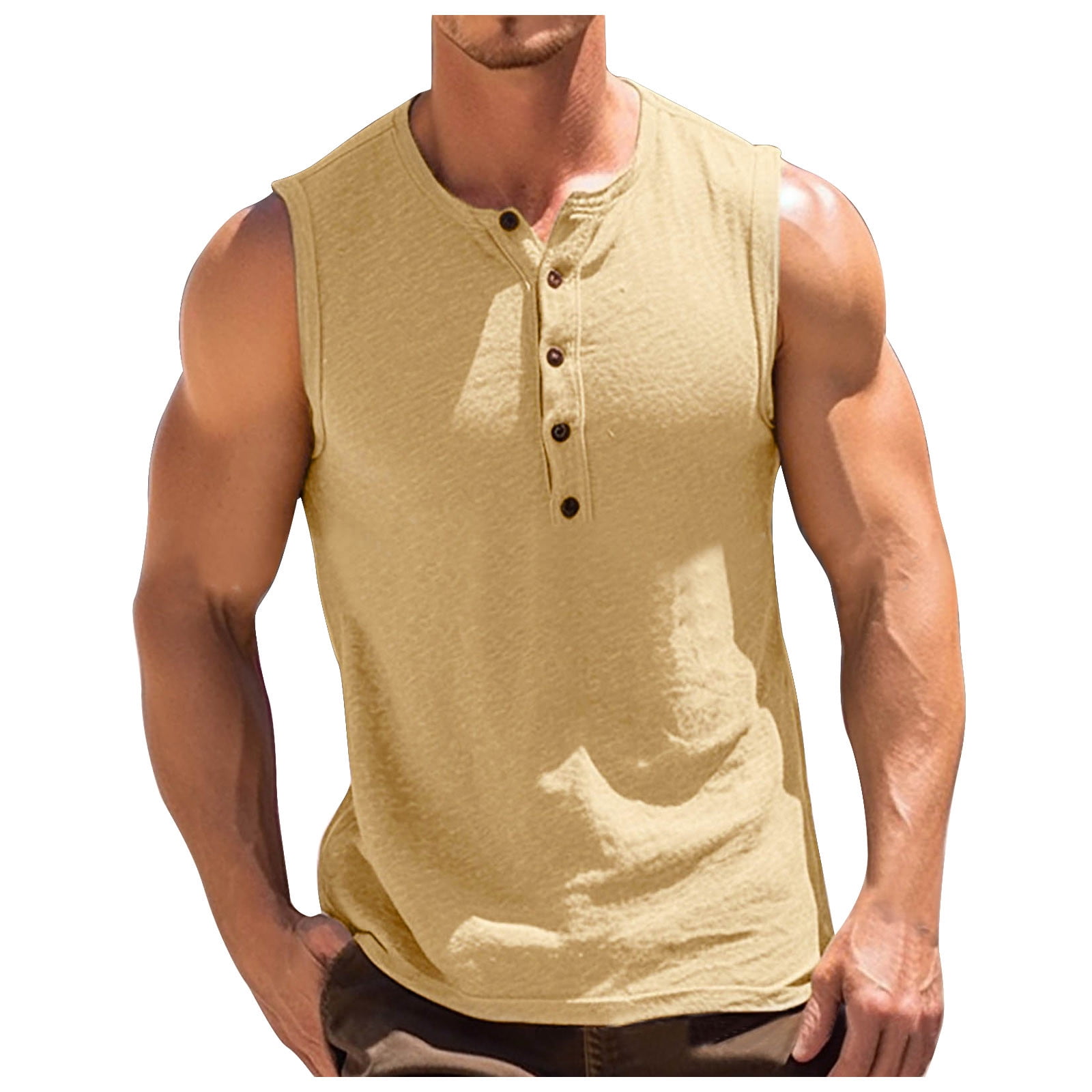 bnaln Men's Workout Tank Tops Lightweight Sleeveless Henley Shirts ...