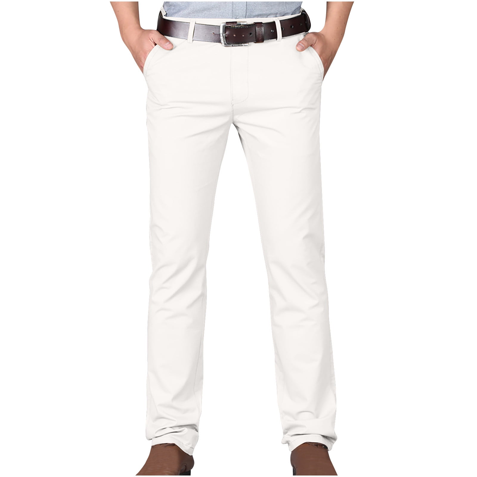 bnaln Mens Dress Pants Simple Long Trousers with Pocket Business Work ...