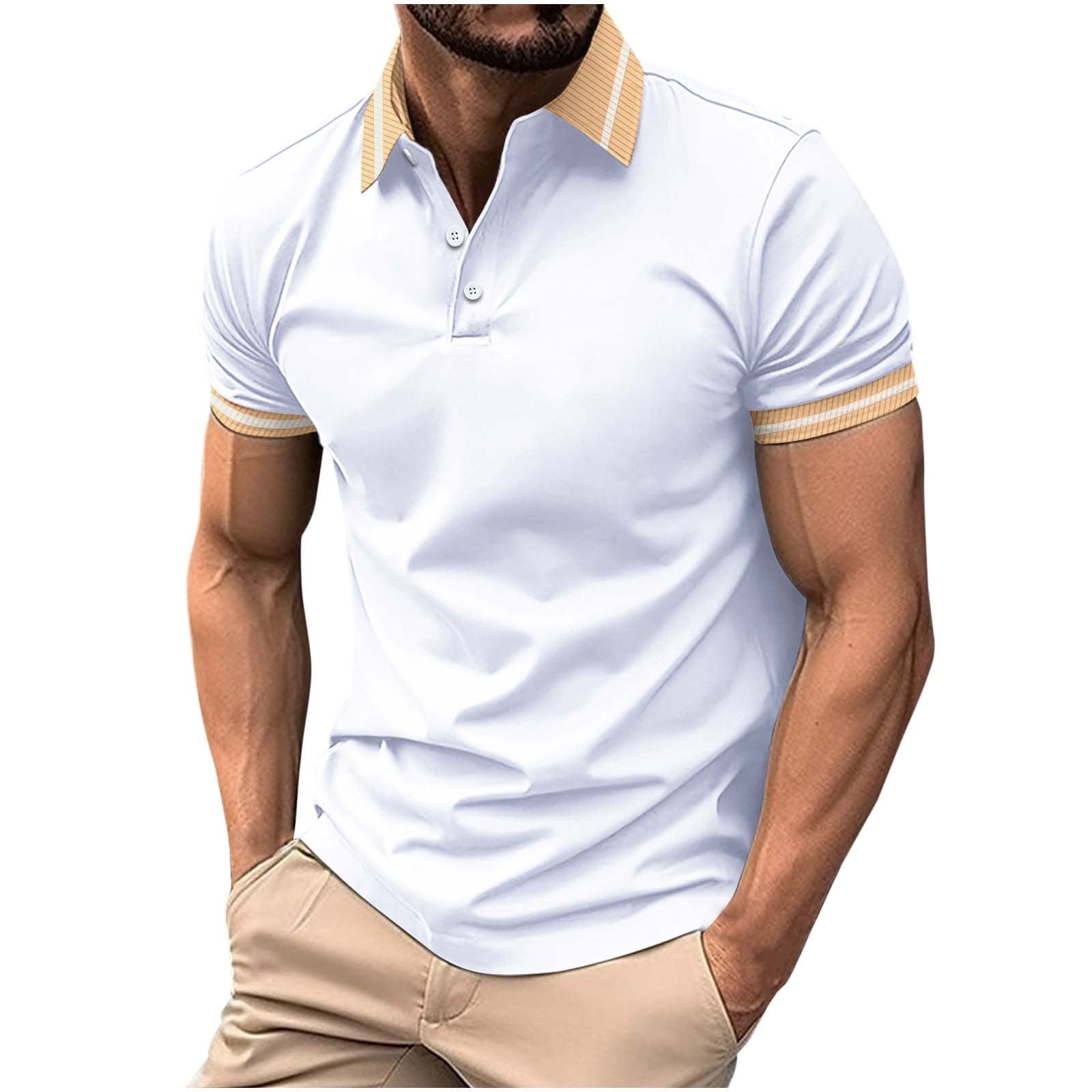 bnaln Mens Henley Shirts Short Sleeve Casual Summer Basic T Shirts Turndown Collar Button Down ...