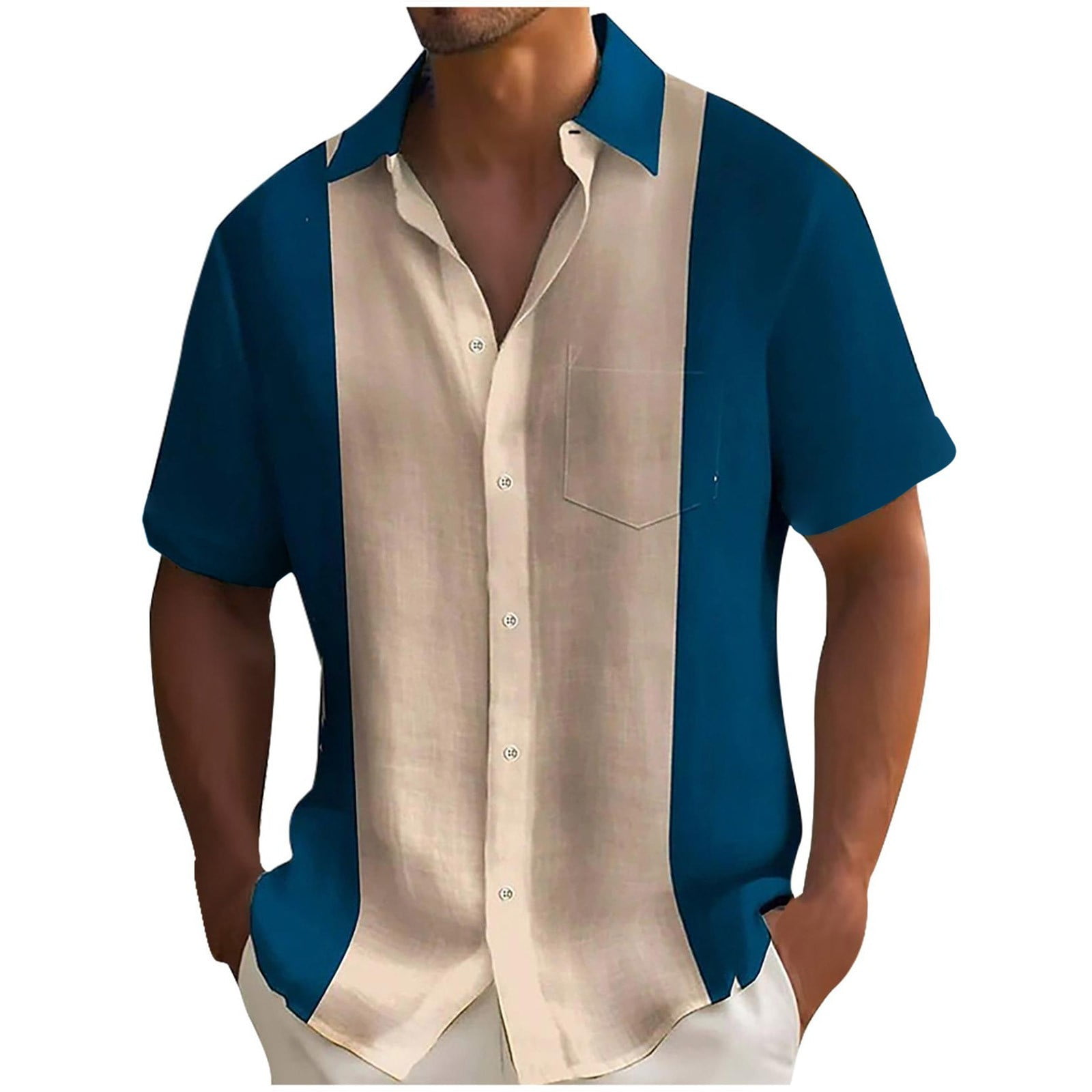 bnaln Mens Summer Shirts Short Sleeve Casual Button Down Shirt Beach Summer Wedding Vacation ...