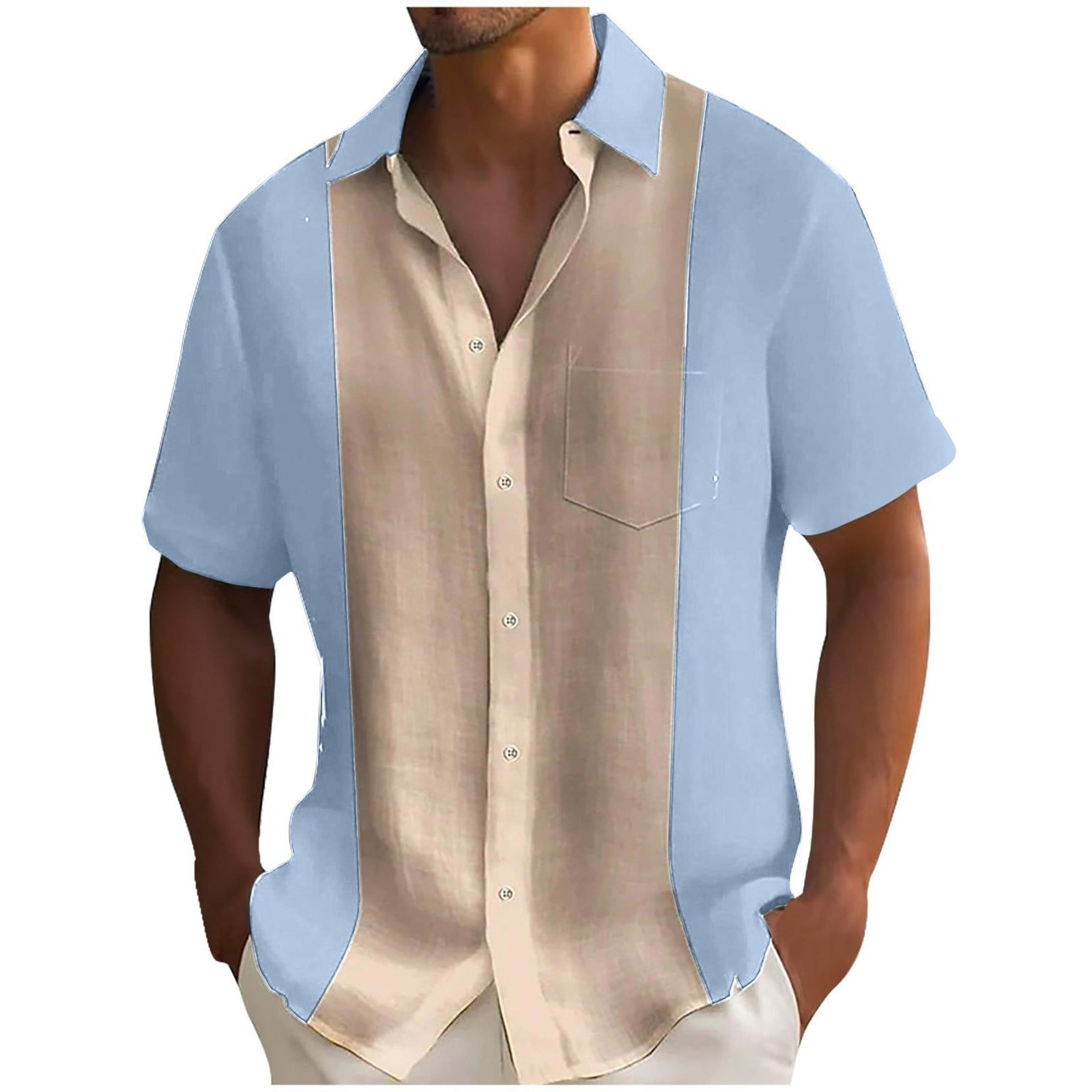 bnaln Mens Summer Shirts Short Sleeve Casual Button Down Shirt Beach Summer Wedding Vacation ...
