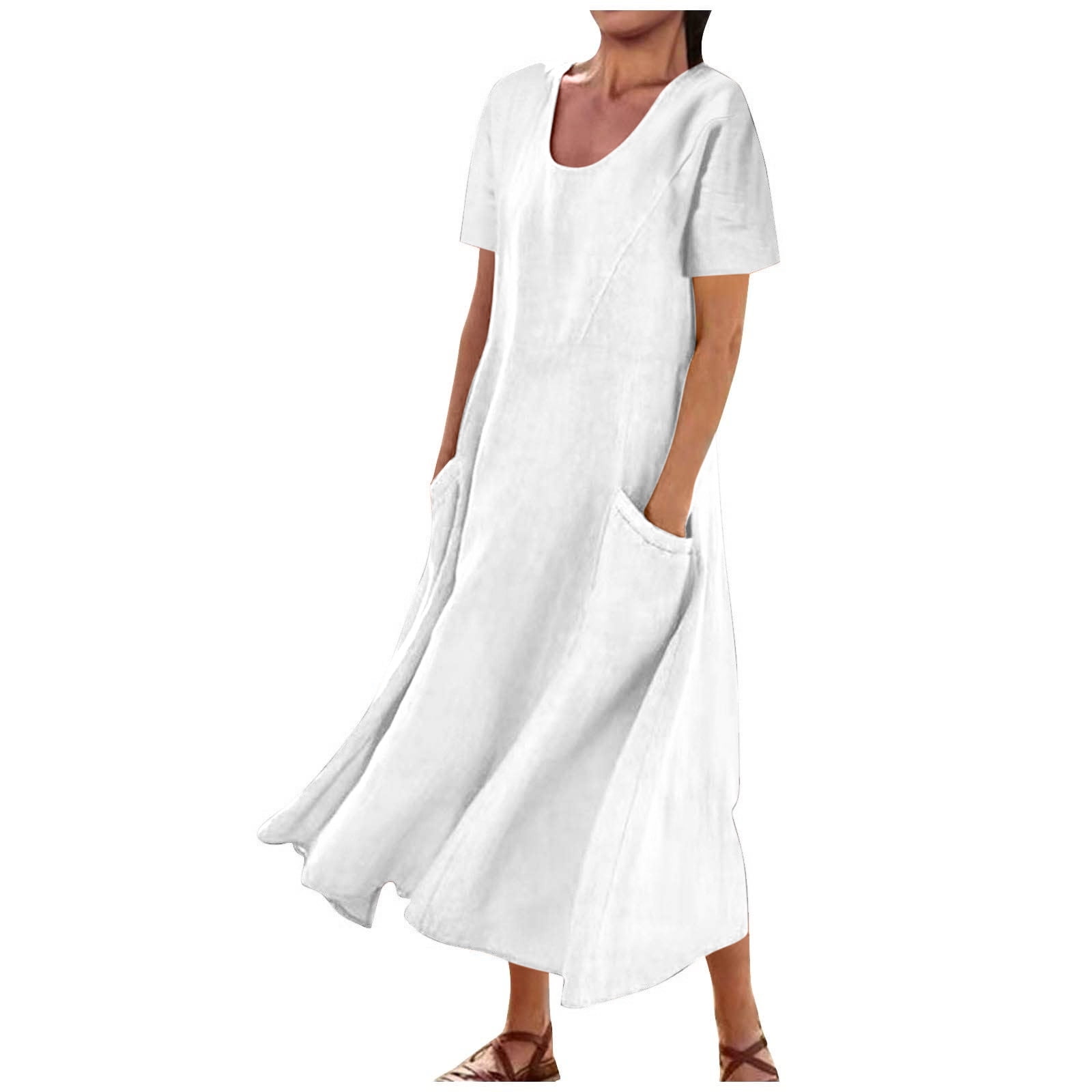 bnaln Summer Dresses for Women Sale - Women's Summer Cotton Linen Long ...