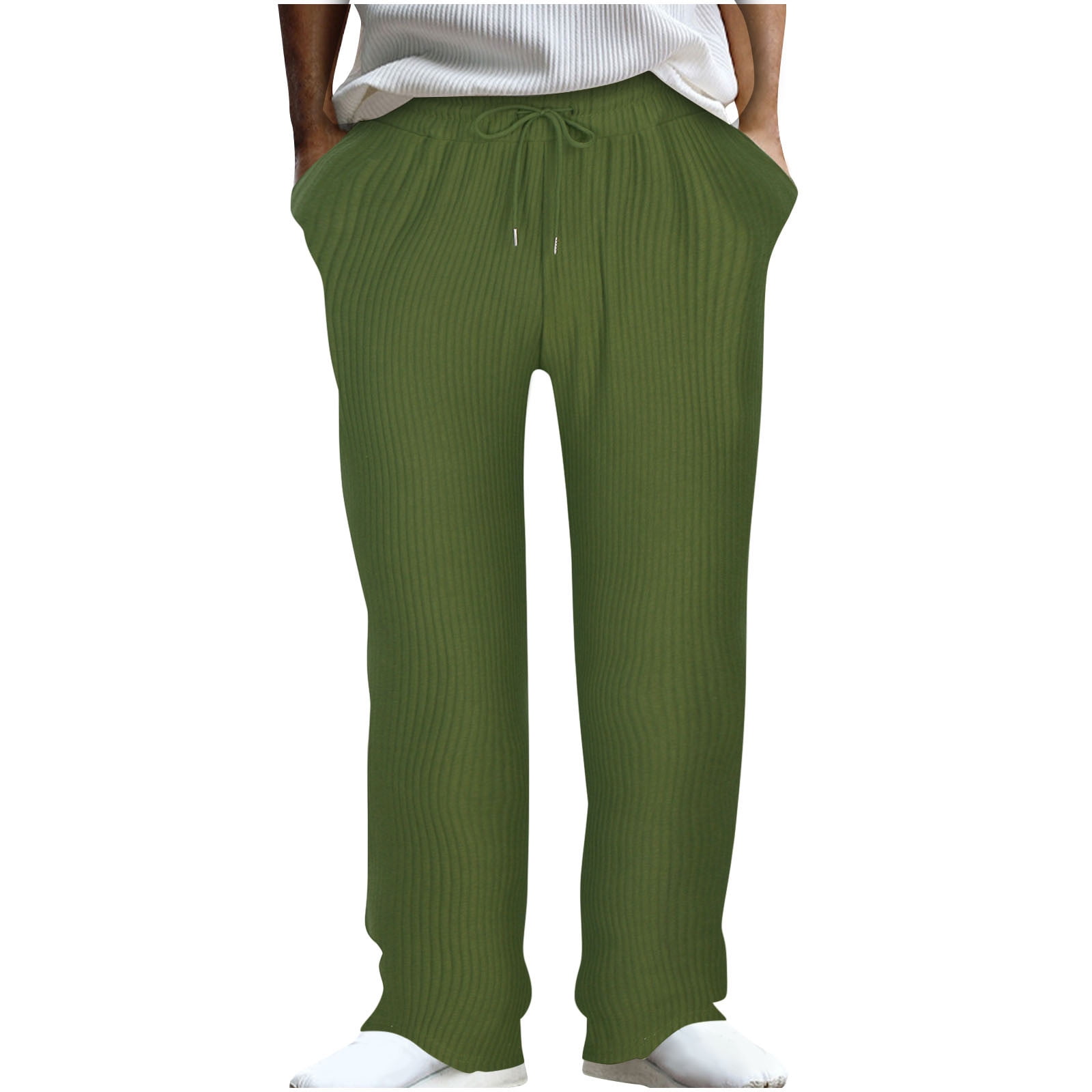 bnaln Sweatpants for Men Casual Striped Outdoor Cropped with Pocket ...