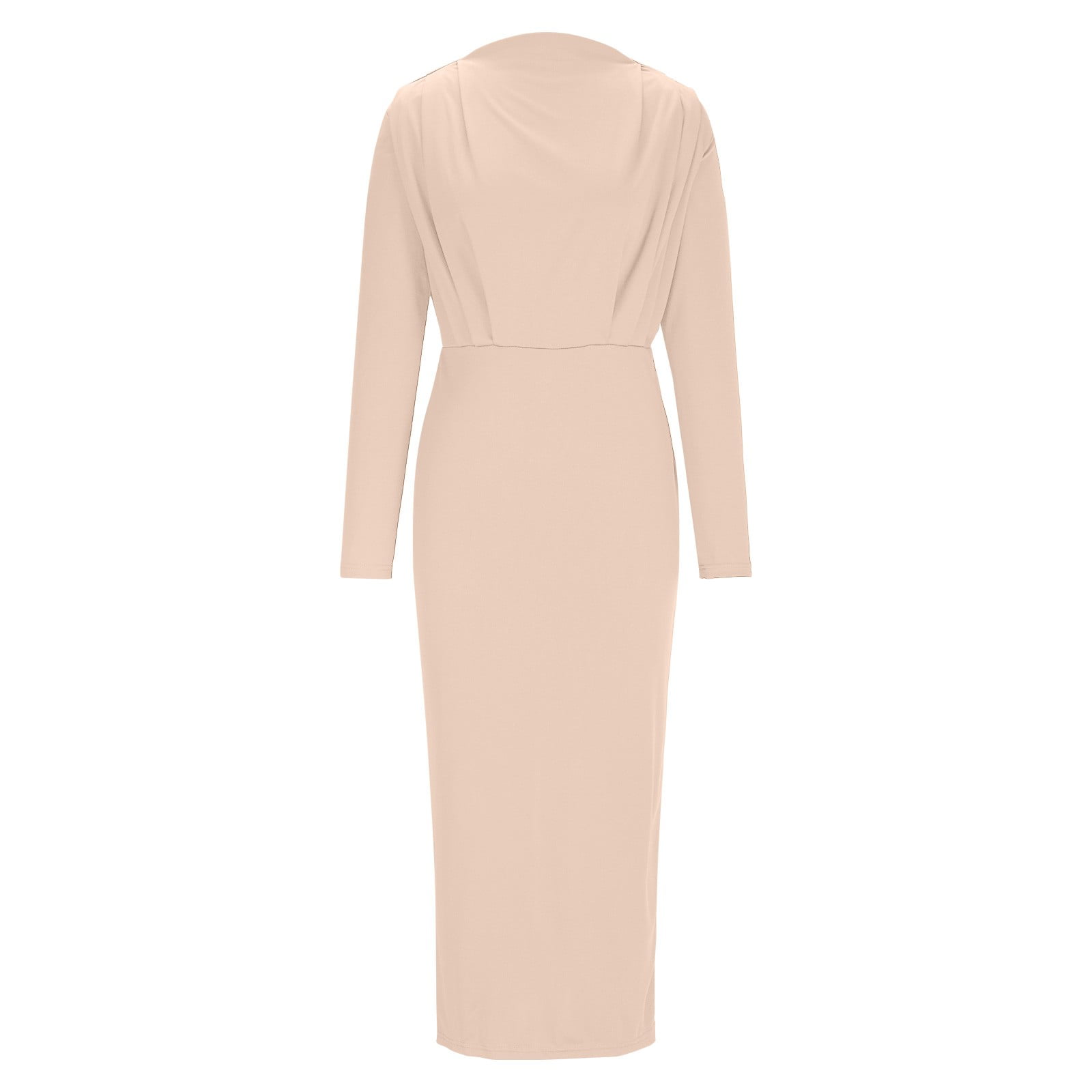 bnaln Women Dresses Bodycon Long Sleeve Ruched Midi Club Party Dress ...
