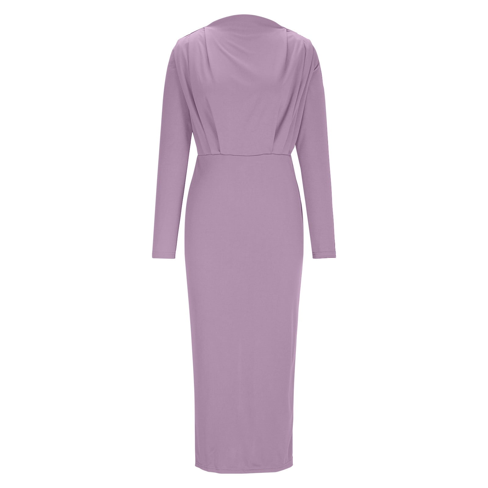 bnaln Women Dresses Sexy Bodycon Long Sleeve Ruched Midi Club Party ...