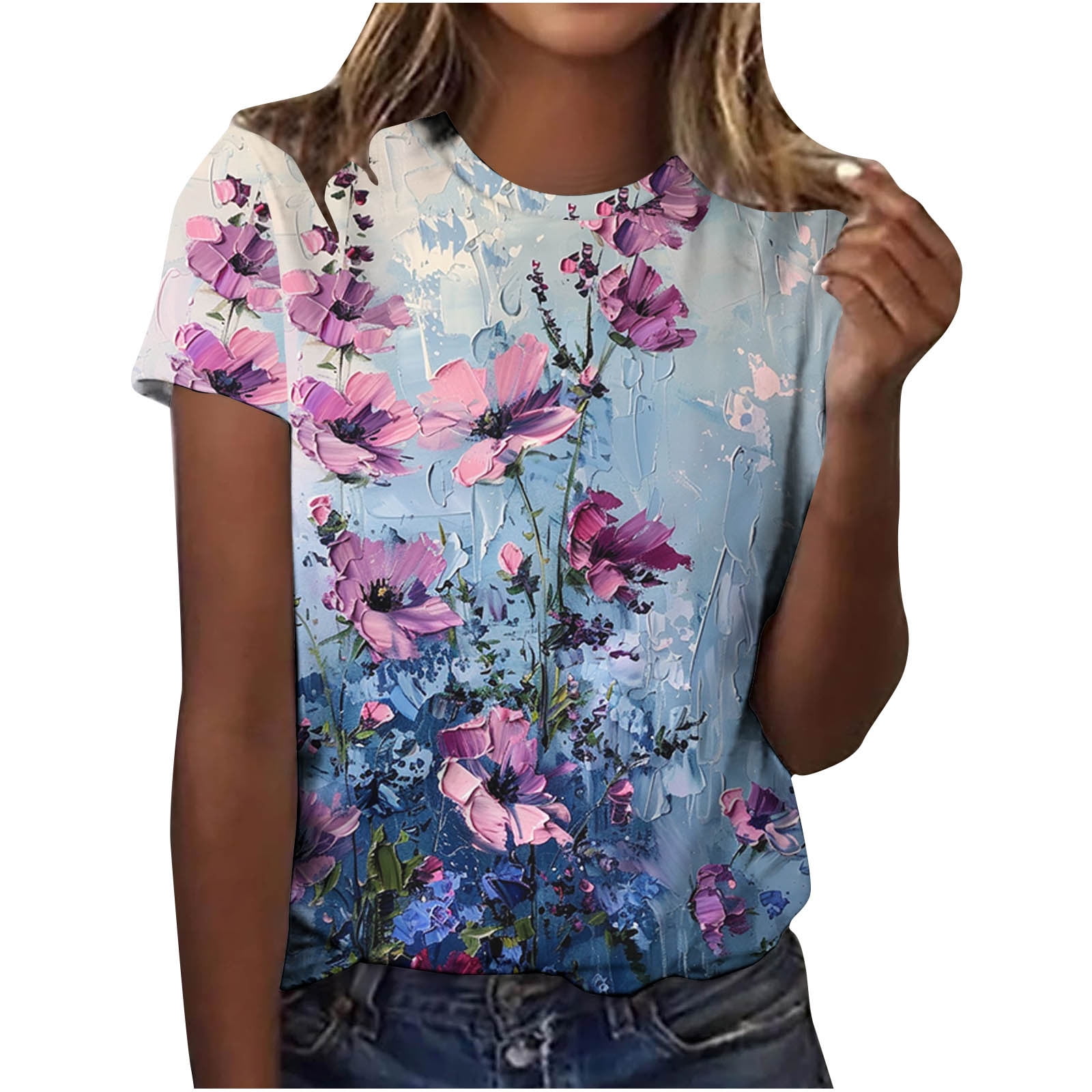 bnaln Women Summer T Shirt Plus Size Loose Stylish Hawaiian Fancy ...