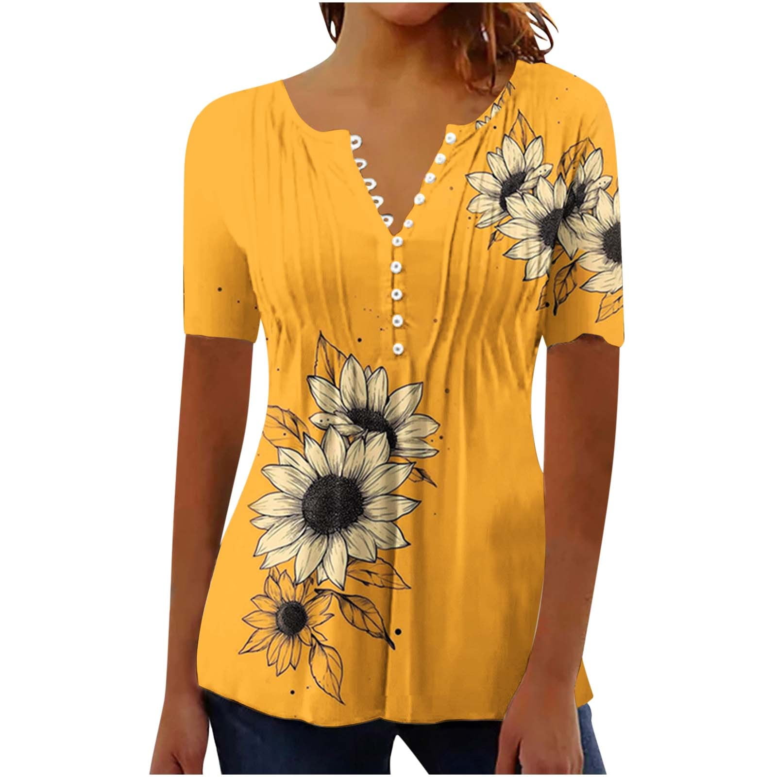 bnaln Womens Shirts and Blouses Dressy Casual Short Sleeve Summer Tops ...