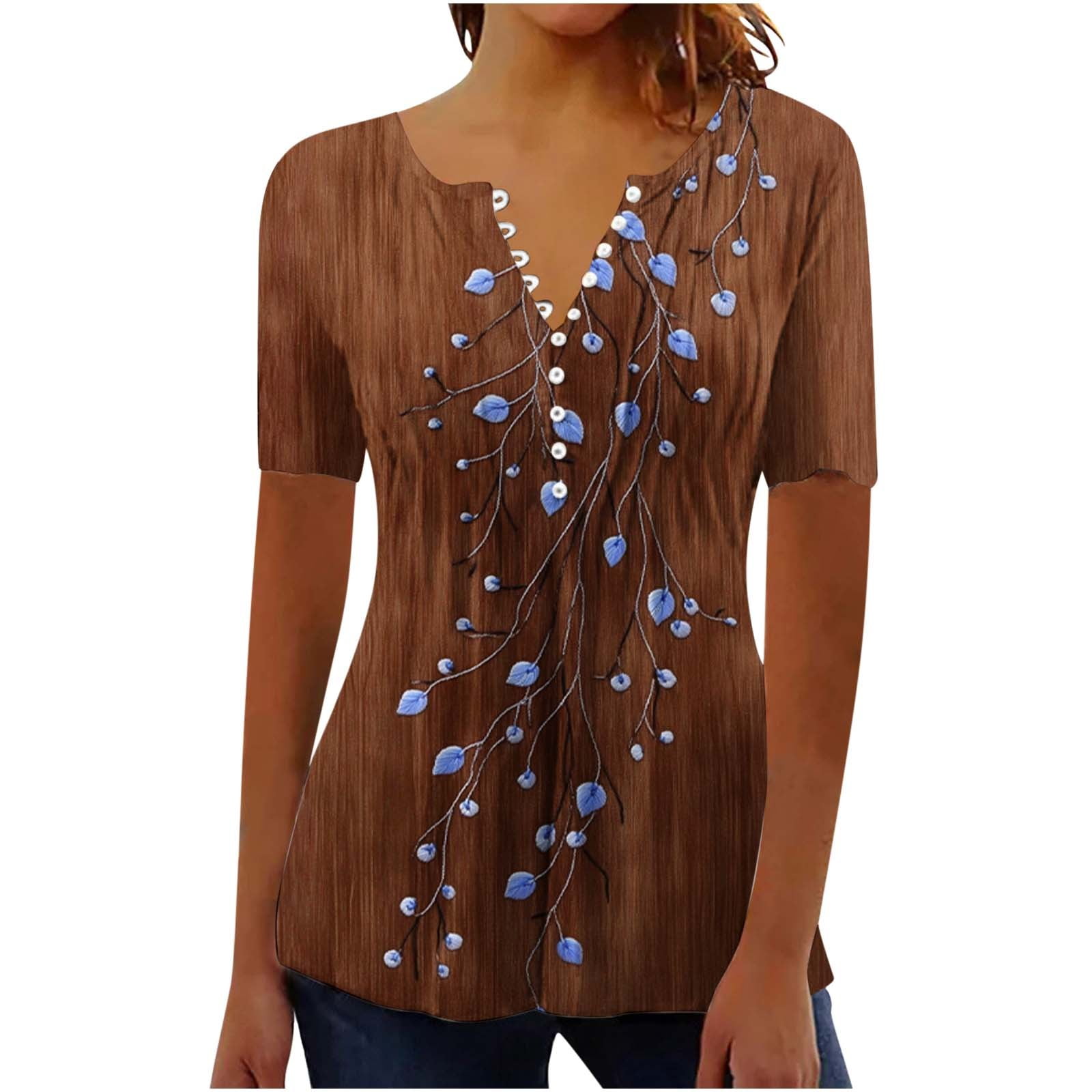 bnaln Womens Shirts and Blouses Dressy Casual Short Sleeve Summer Tops ...