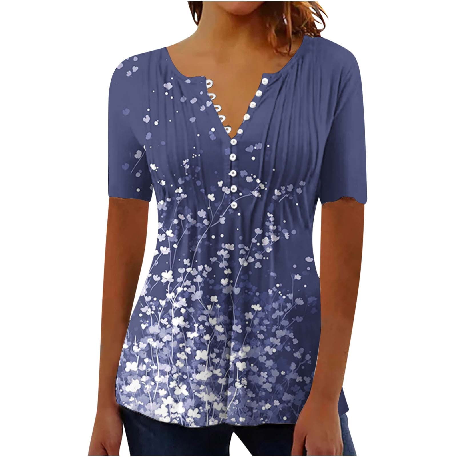 bnaln Womens Shirts and Blouses Dressy Casual Short Sleeve Summer Tops ...