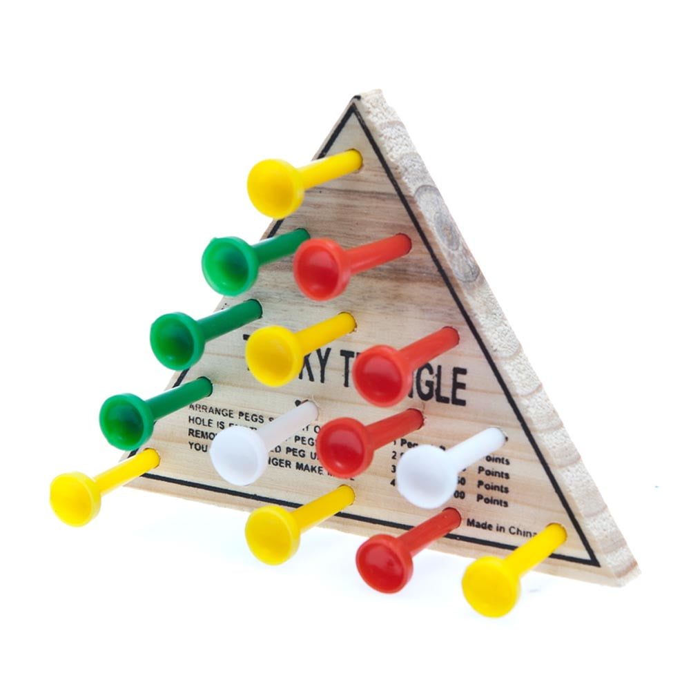Family Wooden Triangle Game - Classic Board & Travel Game with Pegs ...