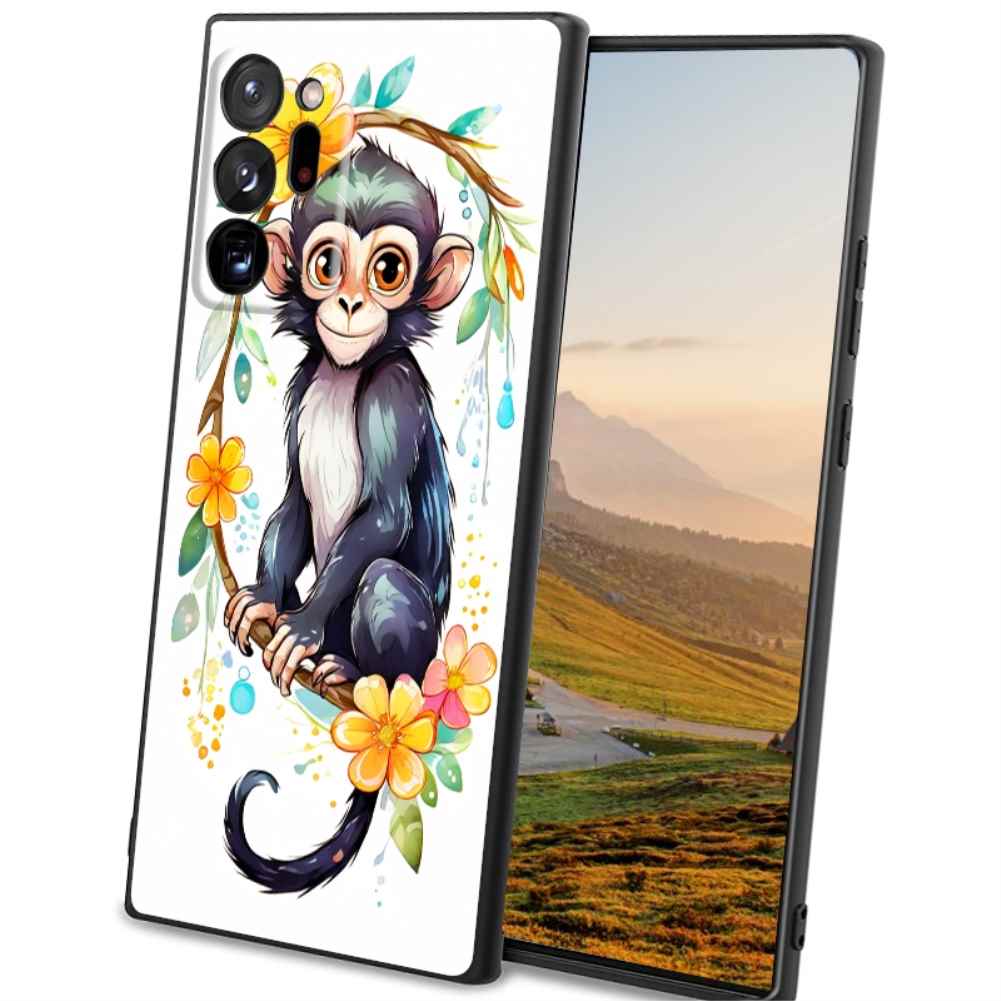boho-White-bellied-Spider-Monkey-with-flowers Phone Case, Designed for ...