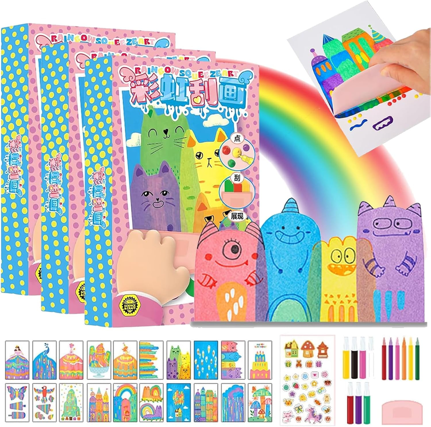 bokando Abstract Dot Painting, DIY Rainbow Scratch Painting, 35PCS ...